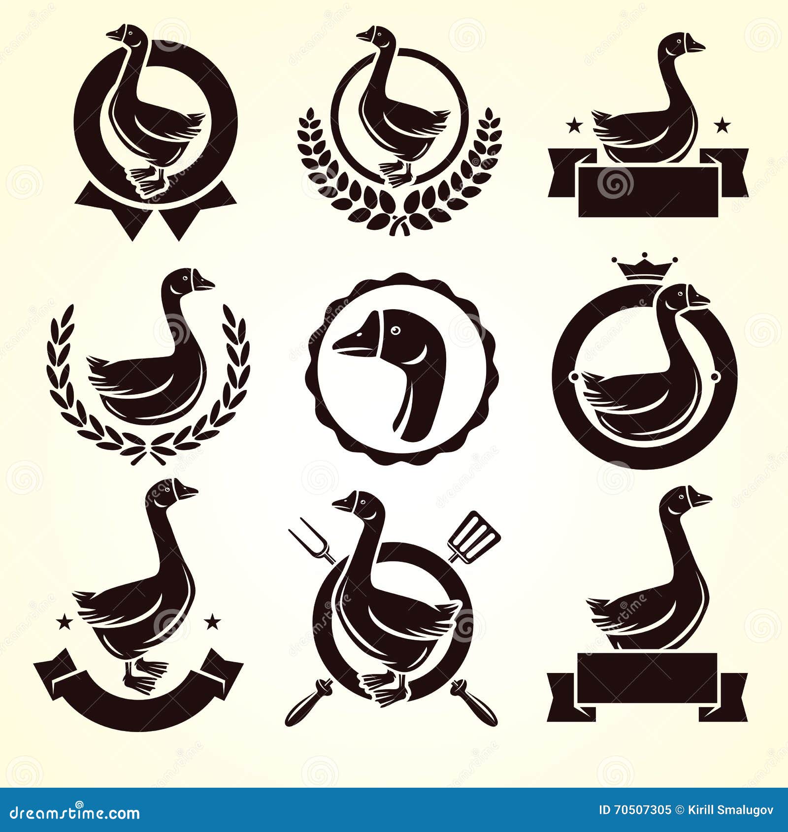 Goose Labels and Elements Set. Vector Stock Vector - Illustration of ...