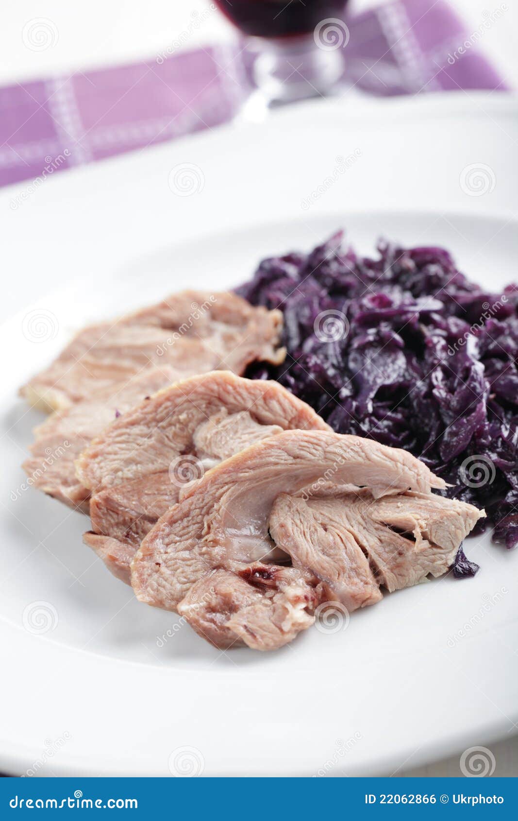 Goose Meat with Red Cabbage Stock Photo - Image of dinner, prepared ...