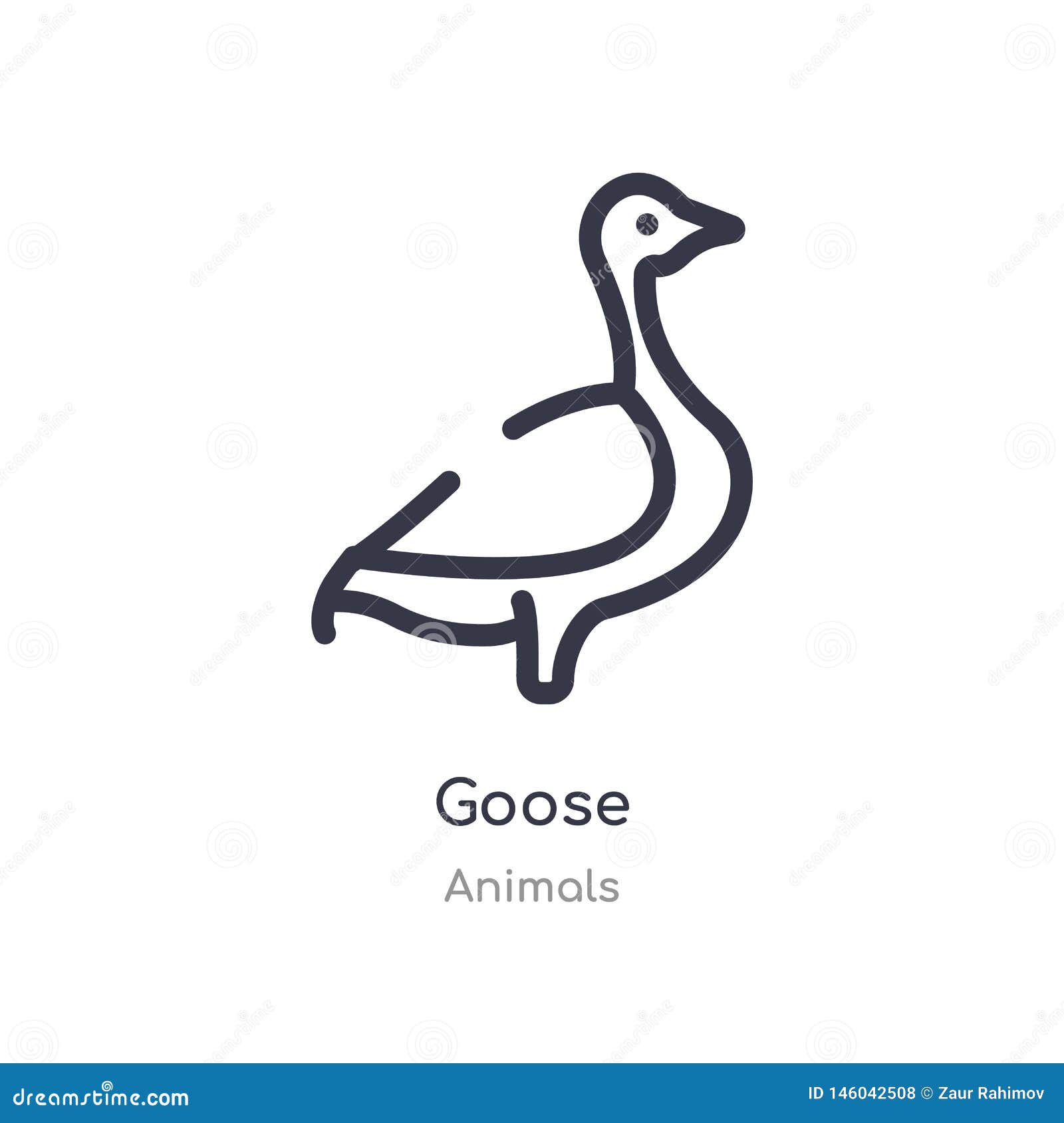 Goose Outline Icon. Isolated Line Vector Illustration from Animals ...