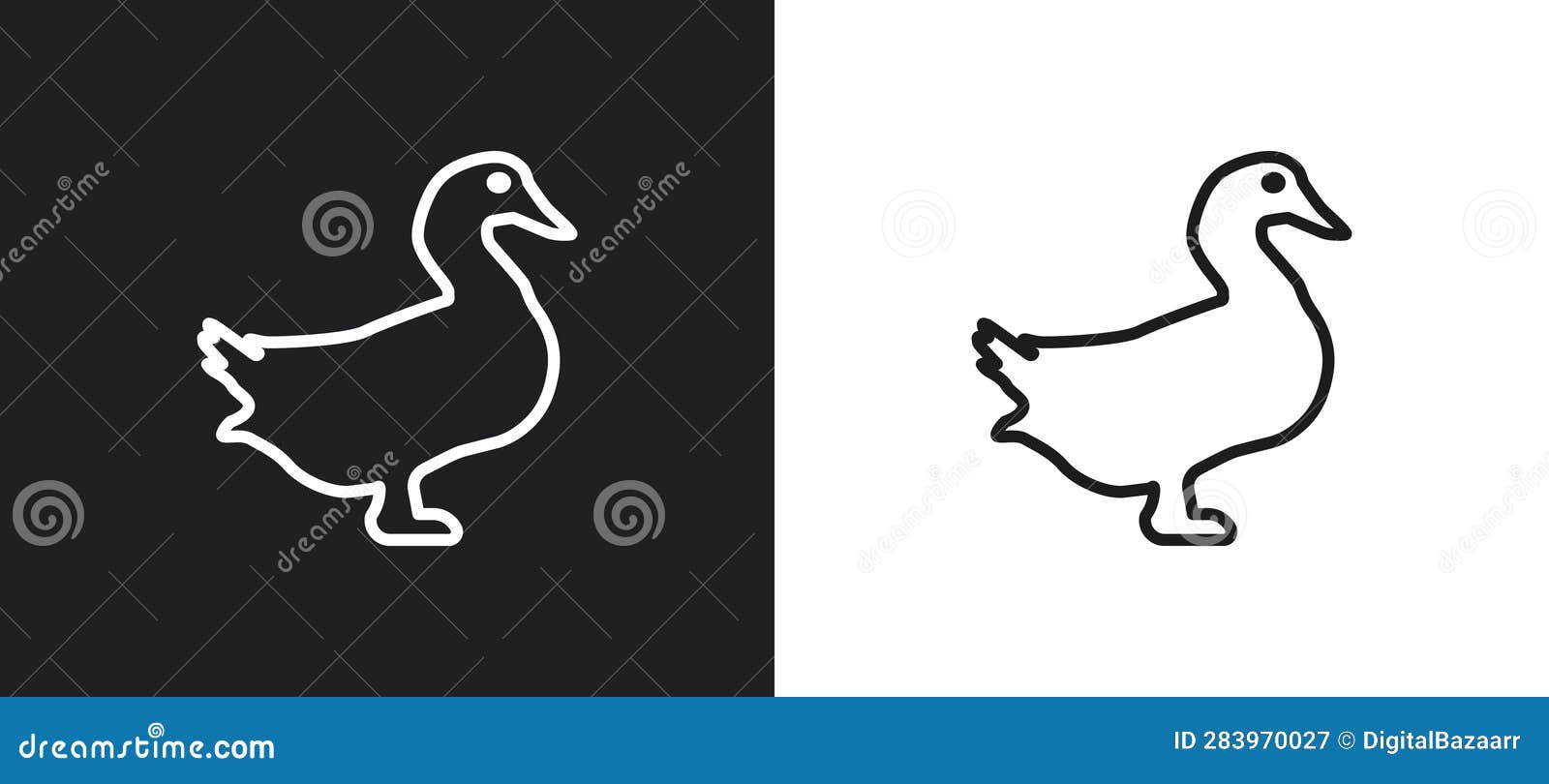 Goose Outline Icon in White and Black Colors. Goose Flat Vector Icon ...