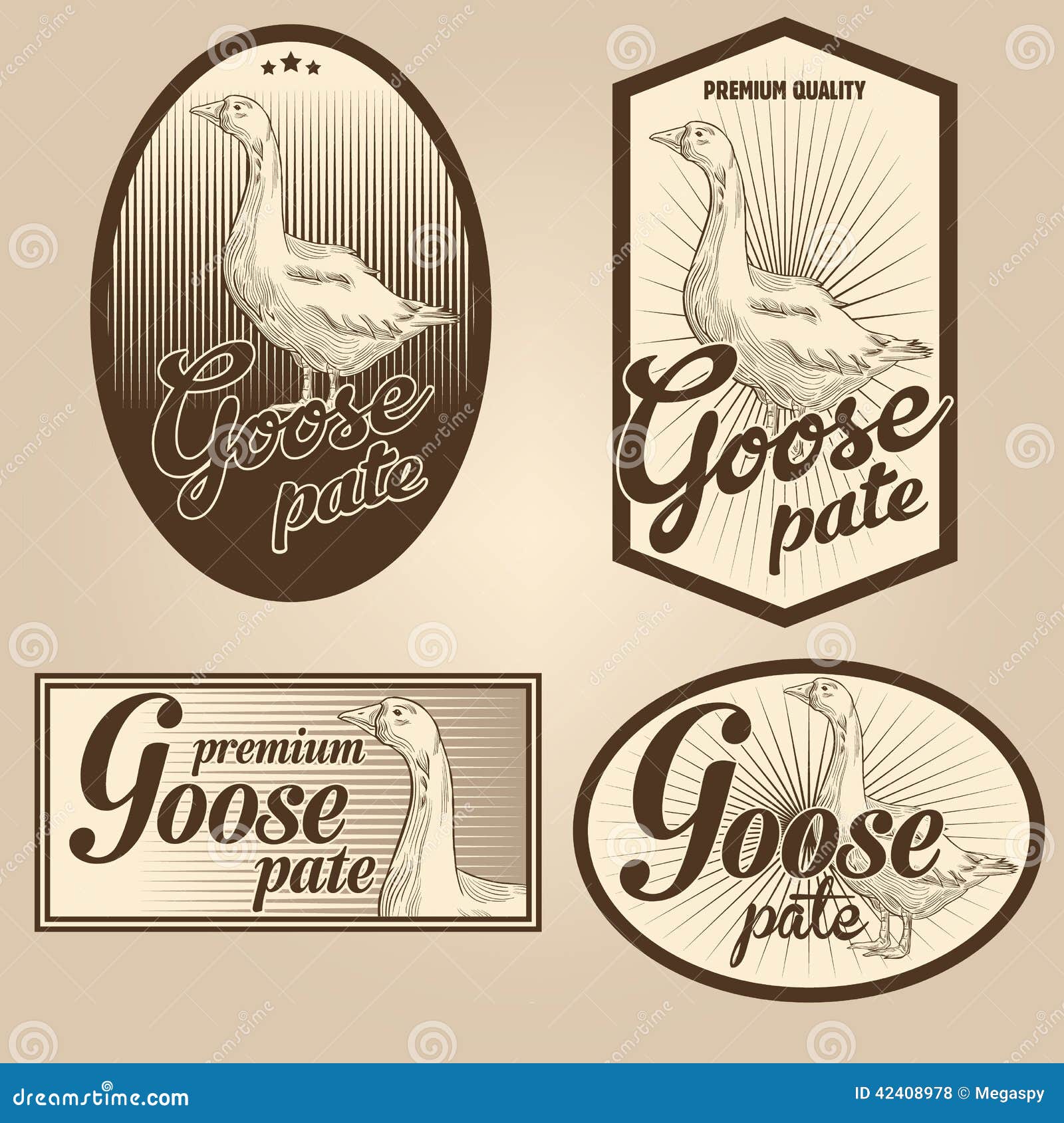 Goose pate vintage labels stock vector. Illustration of poultry - 42408978