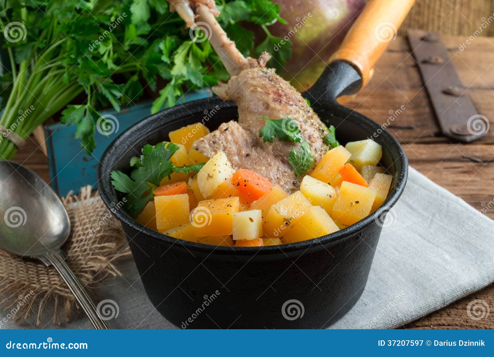 Goose - Soup with Red Wine and Thyme Stock Image - Image of meal, meat ...