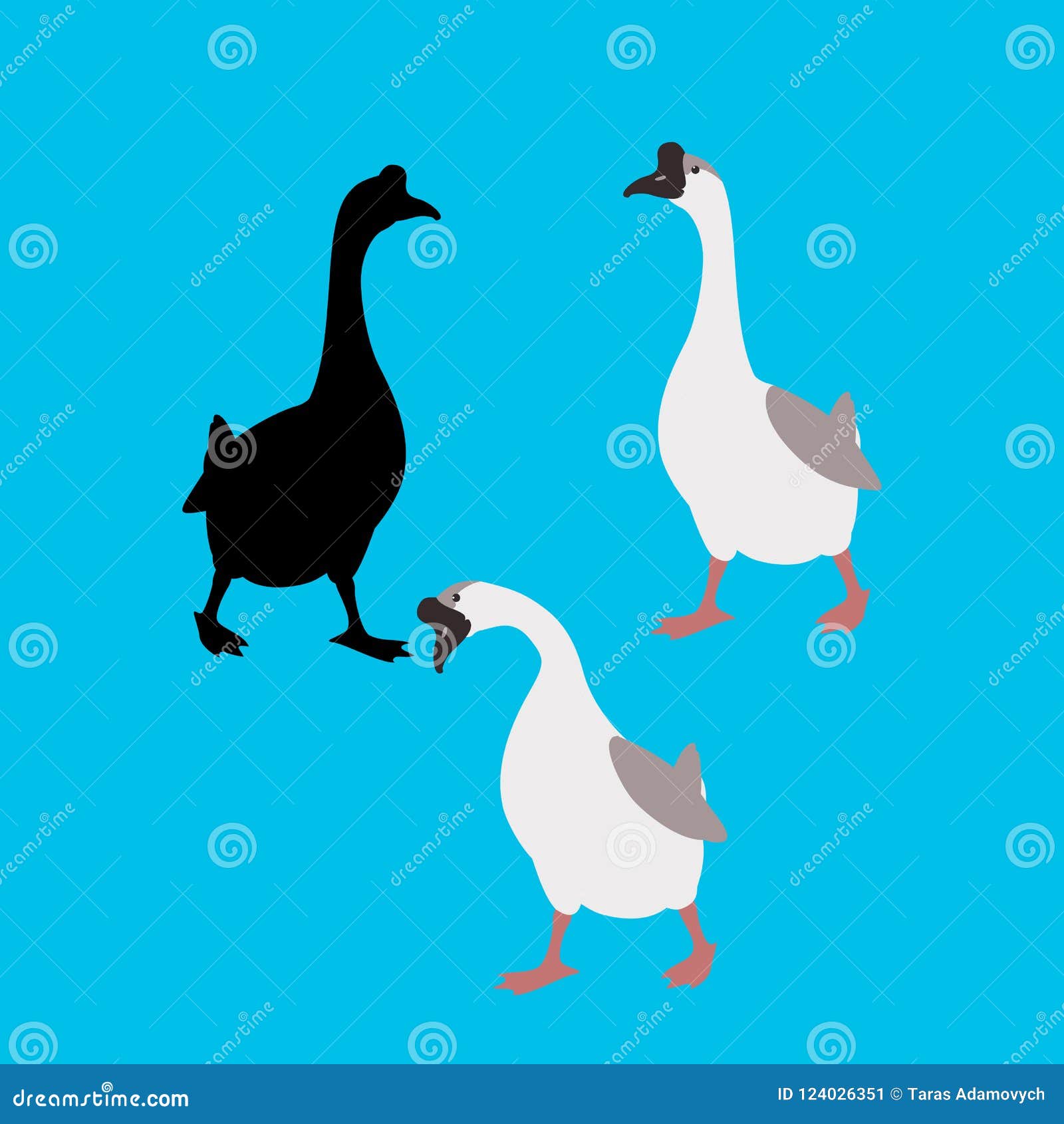 Goose Vector Illustration Flat Style Silhouette Profile Stock Vector ...
