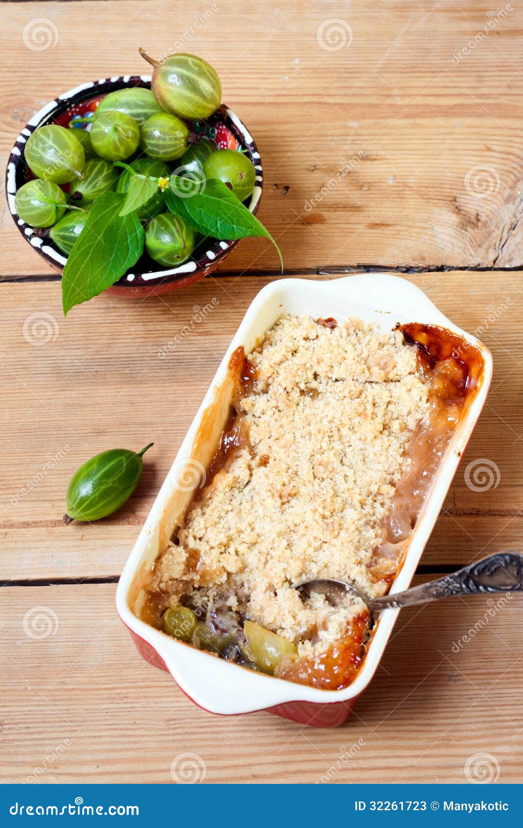 Gooseberry crumble stock image. Image of moussaka, crumble - 32261723