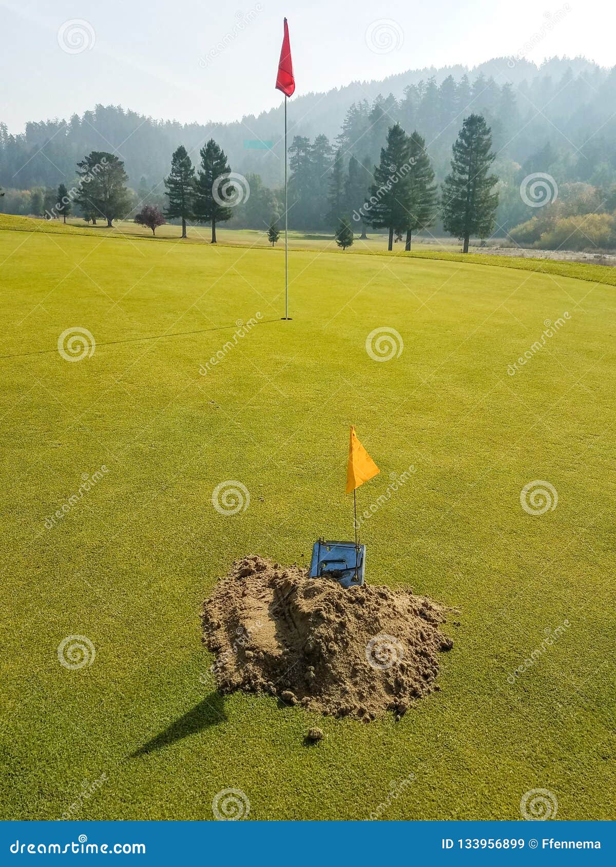Gopher or Mole Trap on Golf Green Stock Image - Image of flag, vertical ...