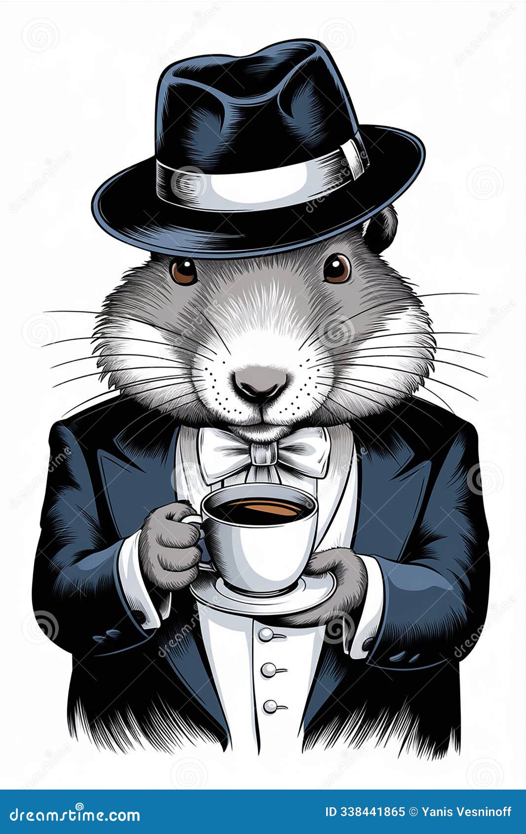 The Gopher Offers a Cup of Coffee Stock Illustration - Illustration of ...