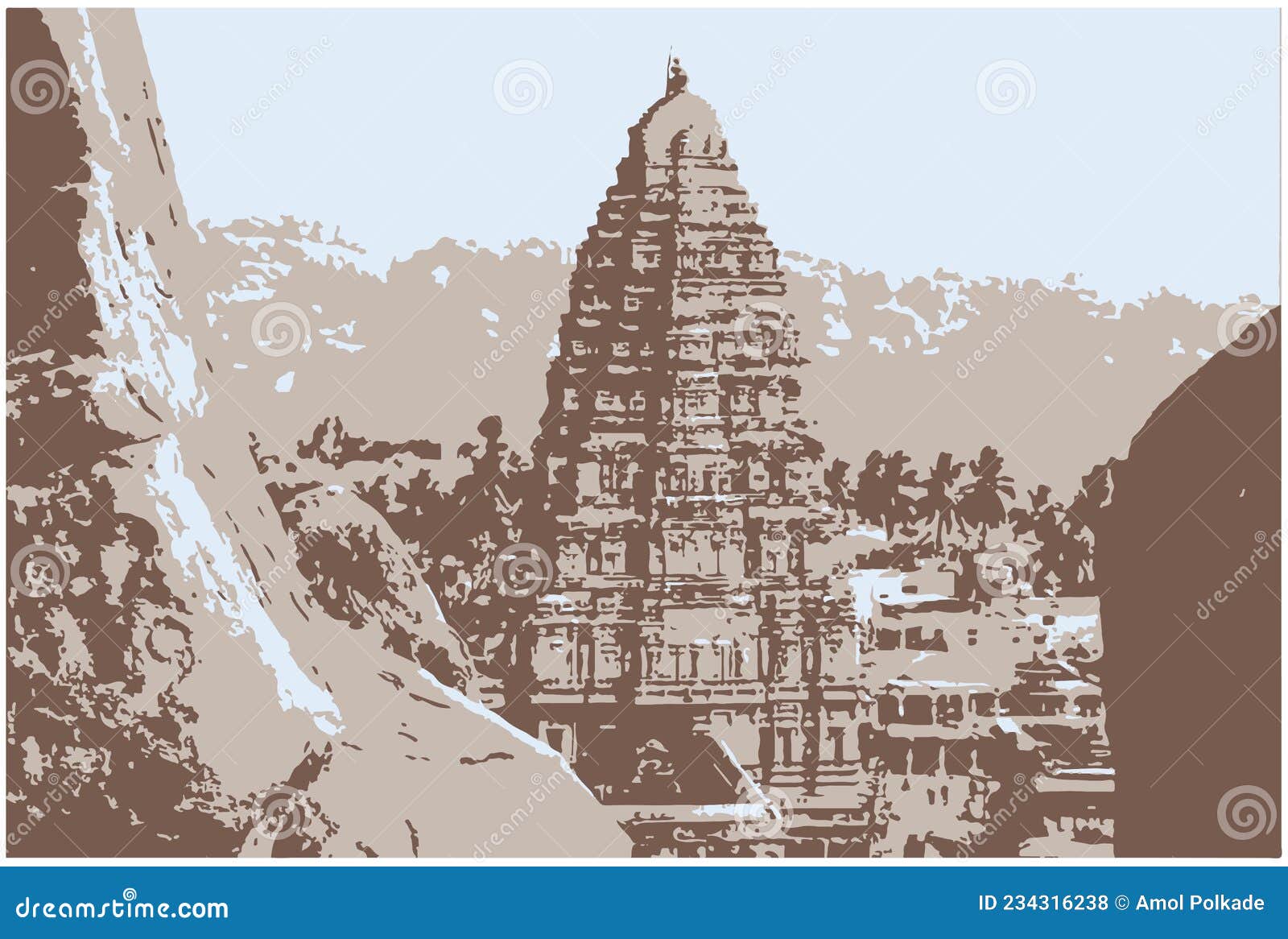Gopuram of Virupaksha Temple, Hampi Vector Landscape. Gopuram of ... Gopuram of Virupaksha Temple, Hampi Vector Landscape. Gopuram of ...
