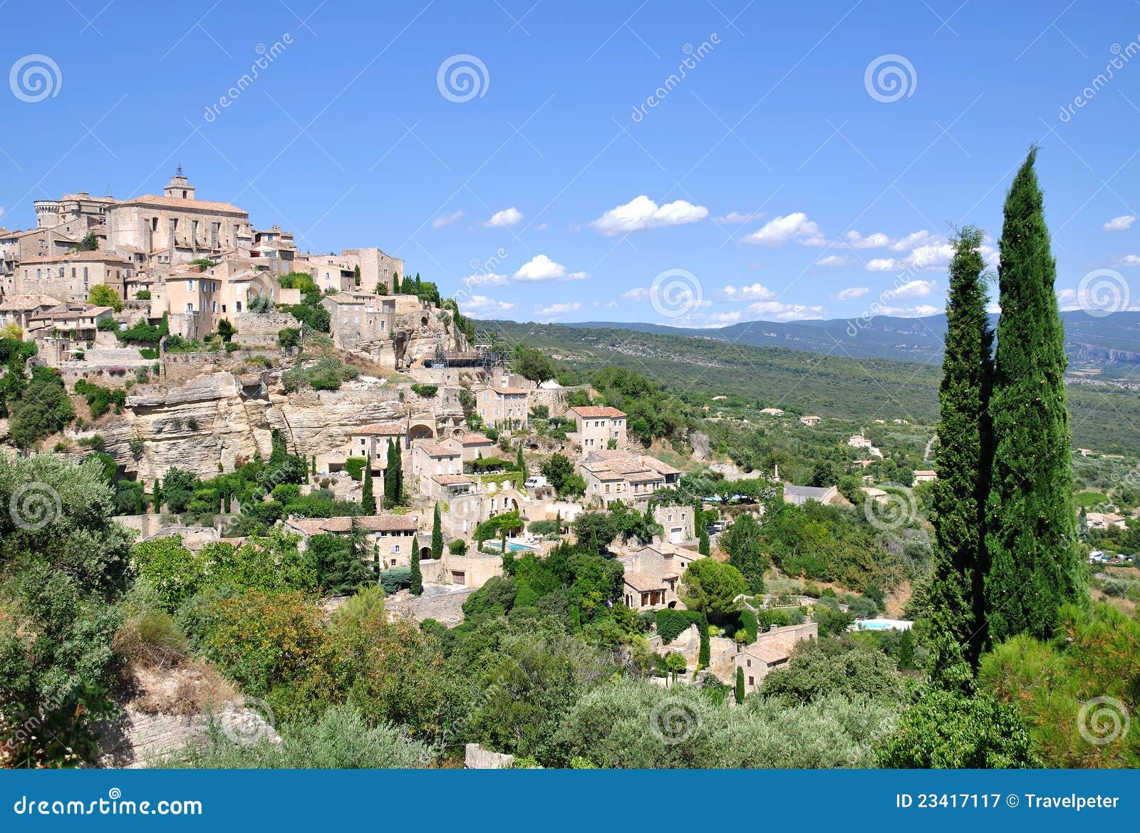 Gordes, Provence, France. Beautiful Scenic View Of Medieval Hilltop ...