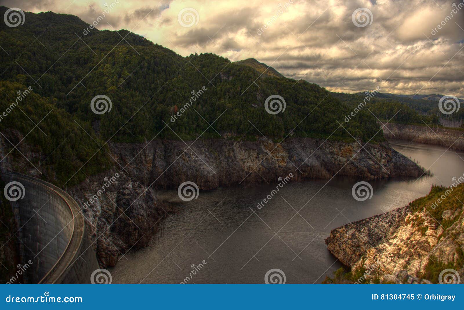 Gordon Dam stock image. Image of gordon, tasmania, mountain - 81304745