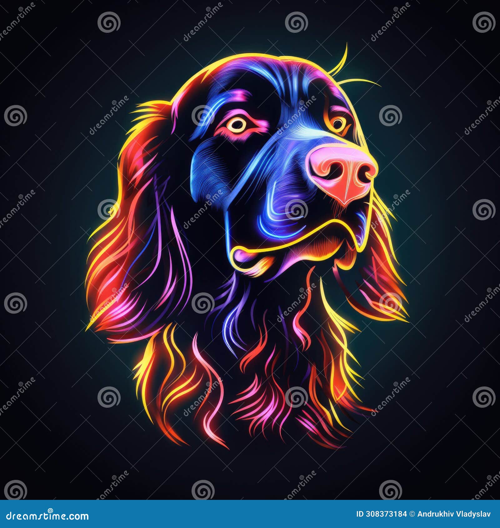 Gordon Setter. Neon Outline Icon With A Light Effect Stock Photography ...