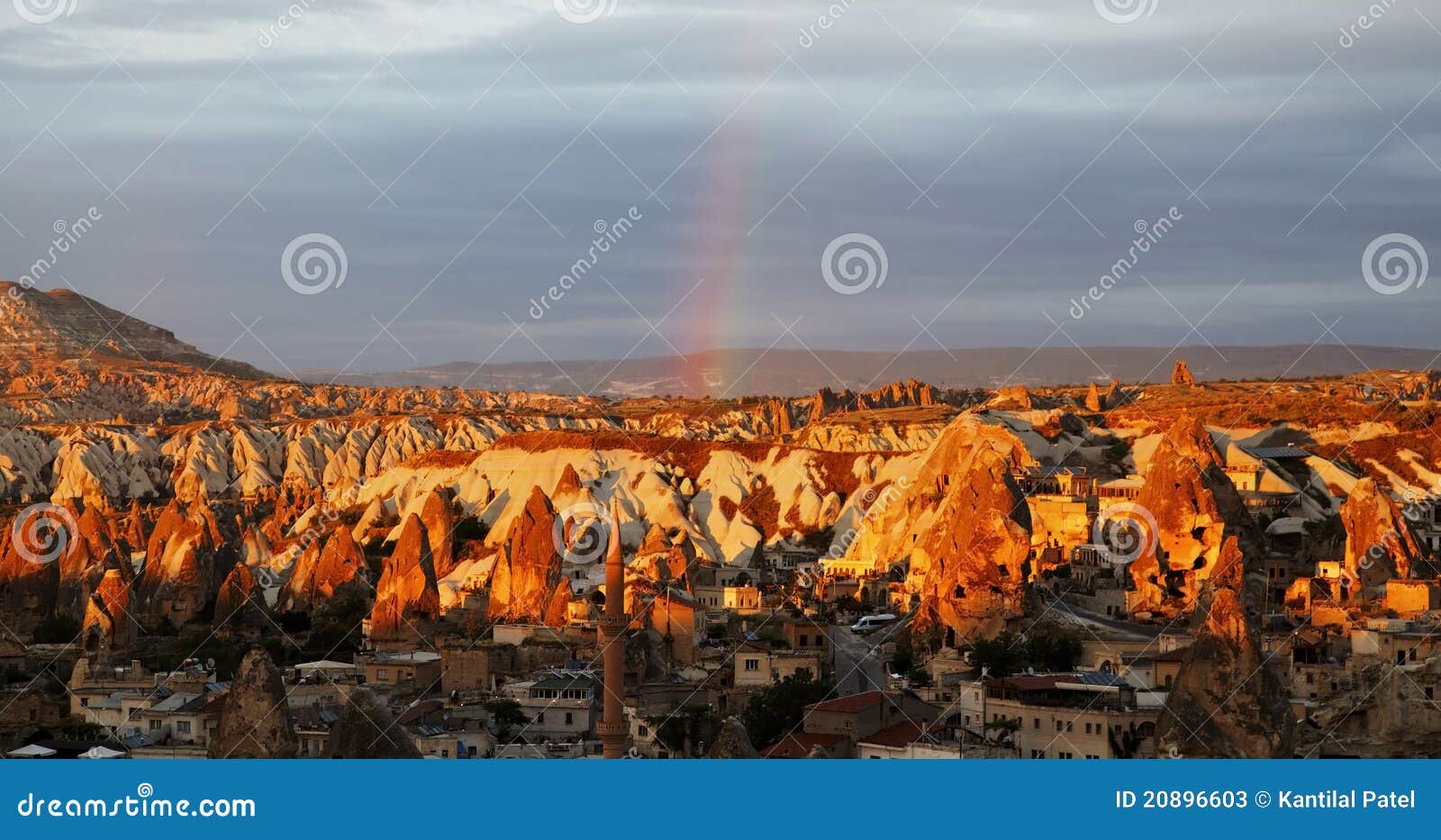 Goreme Valley, Turkey, Sun, Clouds and Rainbow Stock Image - Image of ...
