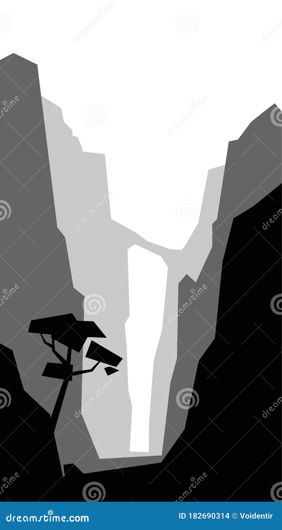 Black and White Low Poly Ravine Stock Vector - Illustration of panorama ...
