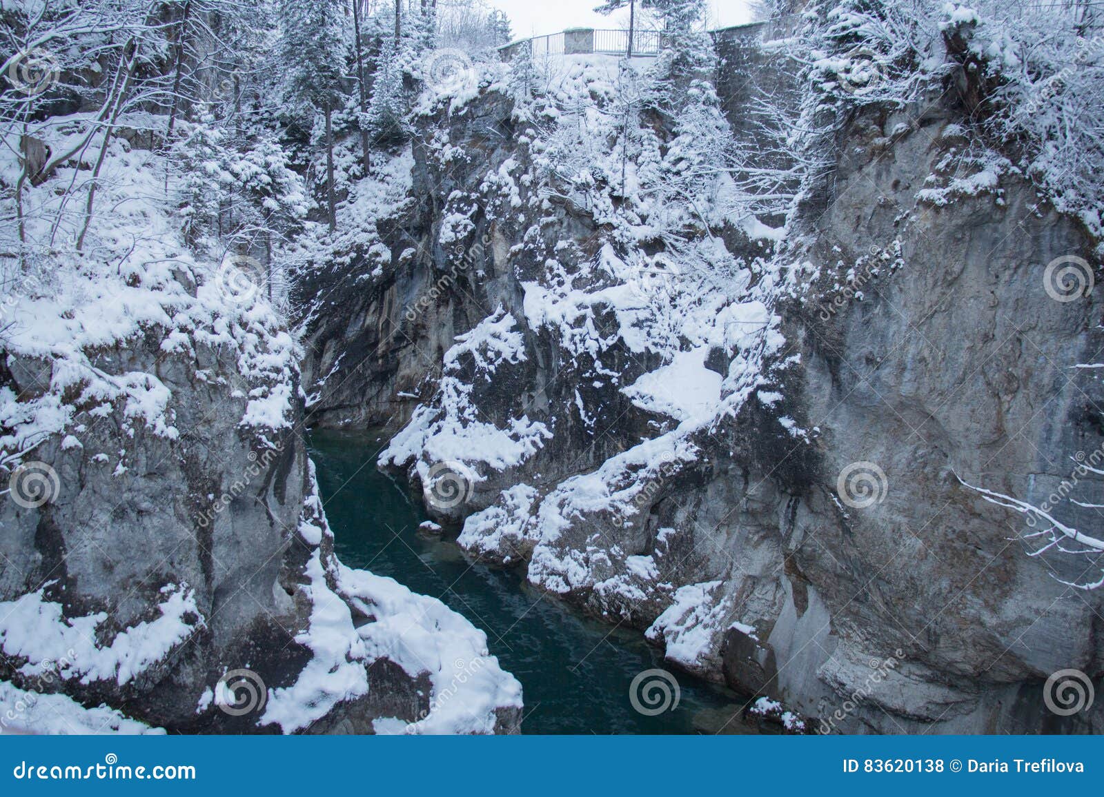 Gorge on the Lech River in Winter Time. Fussen. Germany Stock Photo ...