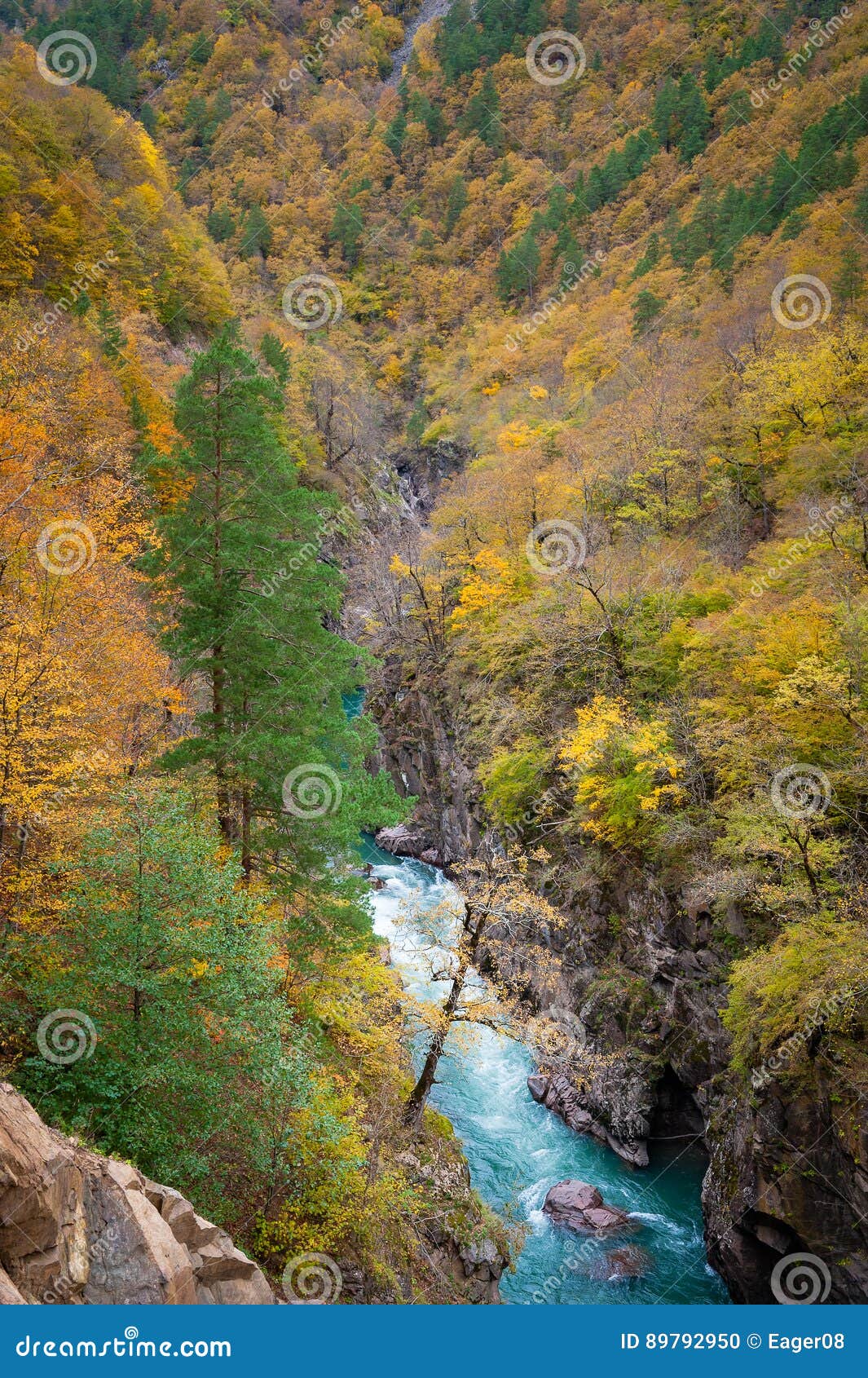 Gorge of Mountain River in Fall Season Stock Photo - Image of landscape ...