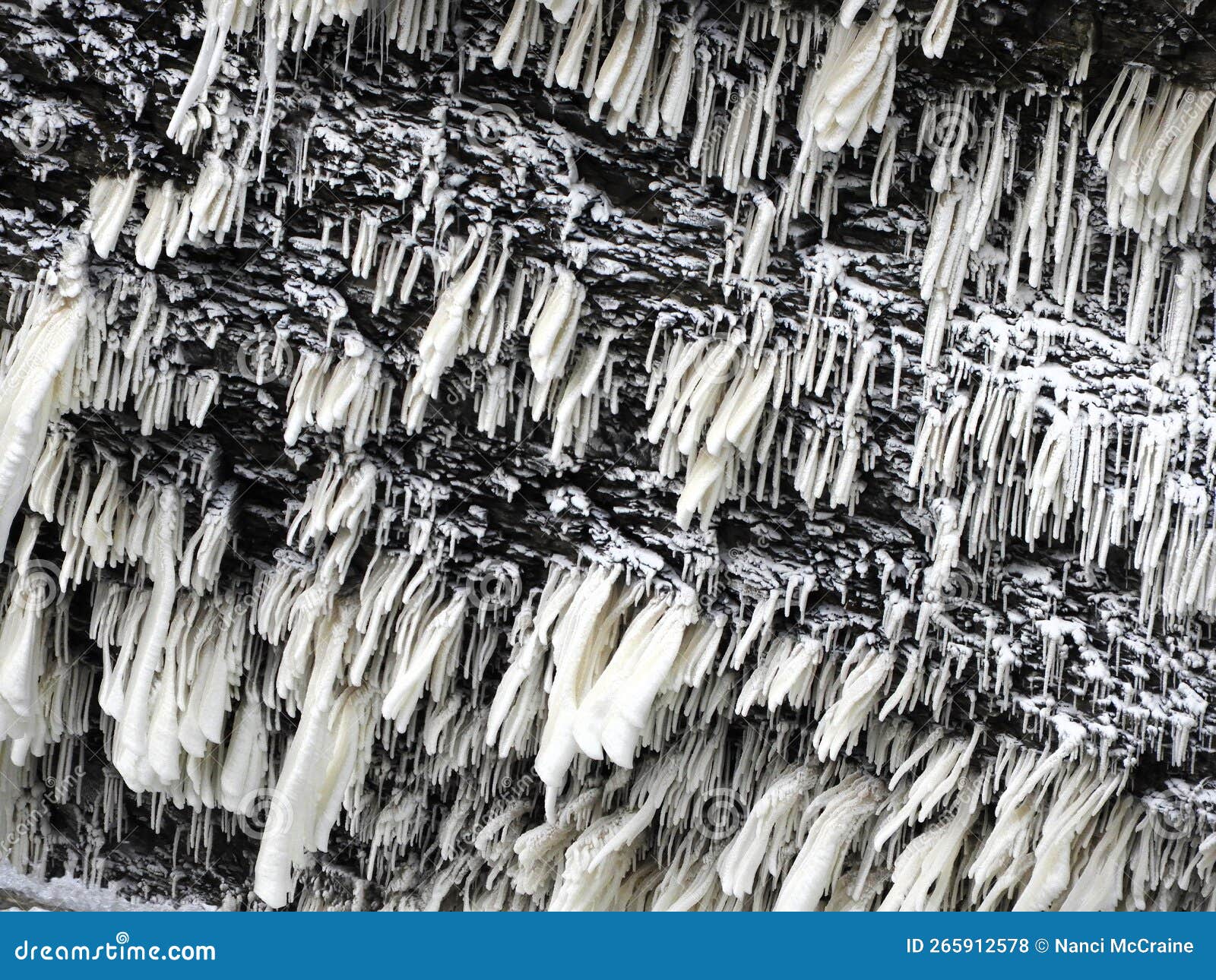 Taughannock Falls Gorge Wall Rock Icicle Formation Stock Photo - Image ...