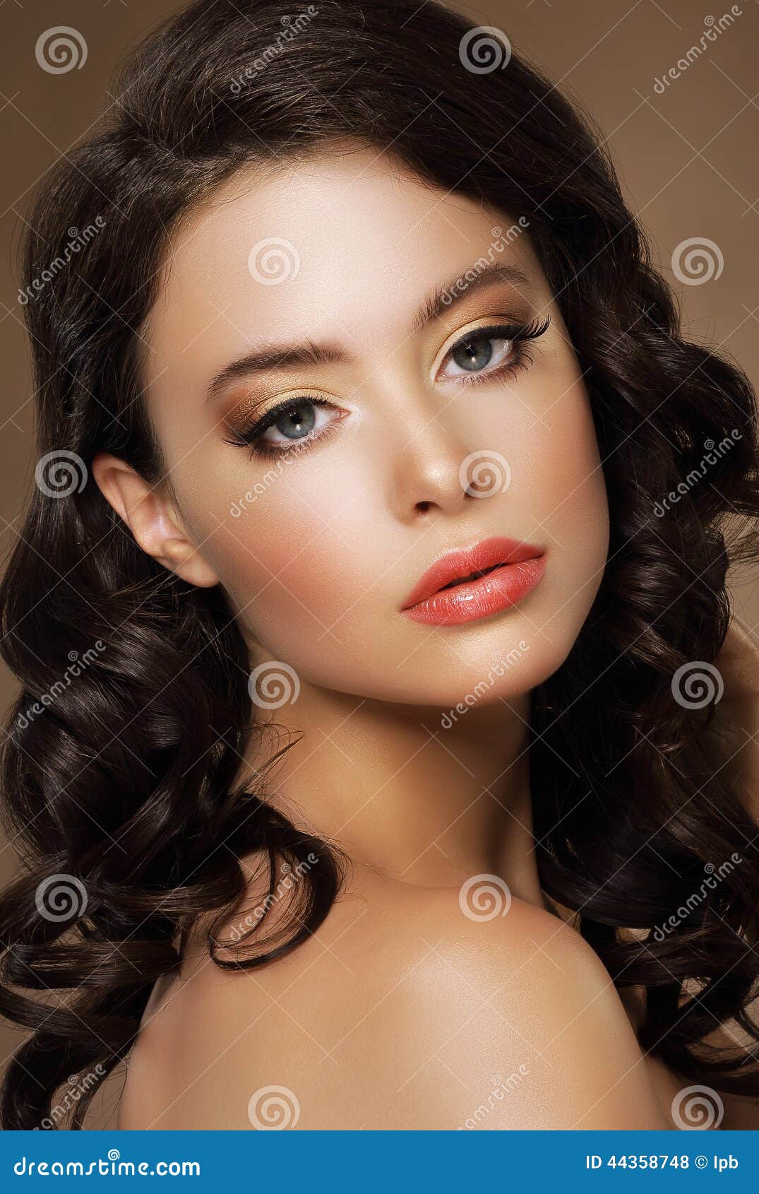 Gorgeous Alluring Lady with Tress and Bronzed Skin Stock Photo - Image ...