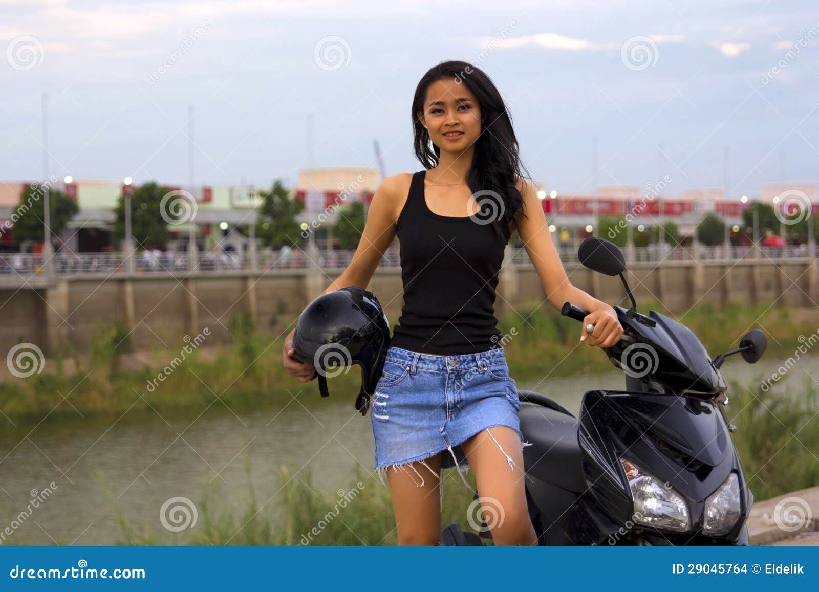 Gorgeous Asian Girl with Motorcycle Stock Photo - Image of beautiful ...