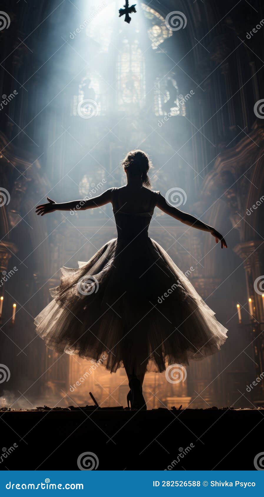 A Gorgeous Ballerina is Dancing Gracefully in Old Big Castle Stock ...