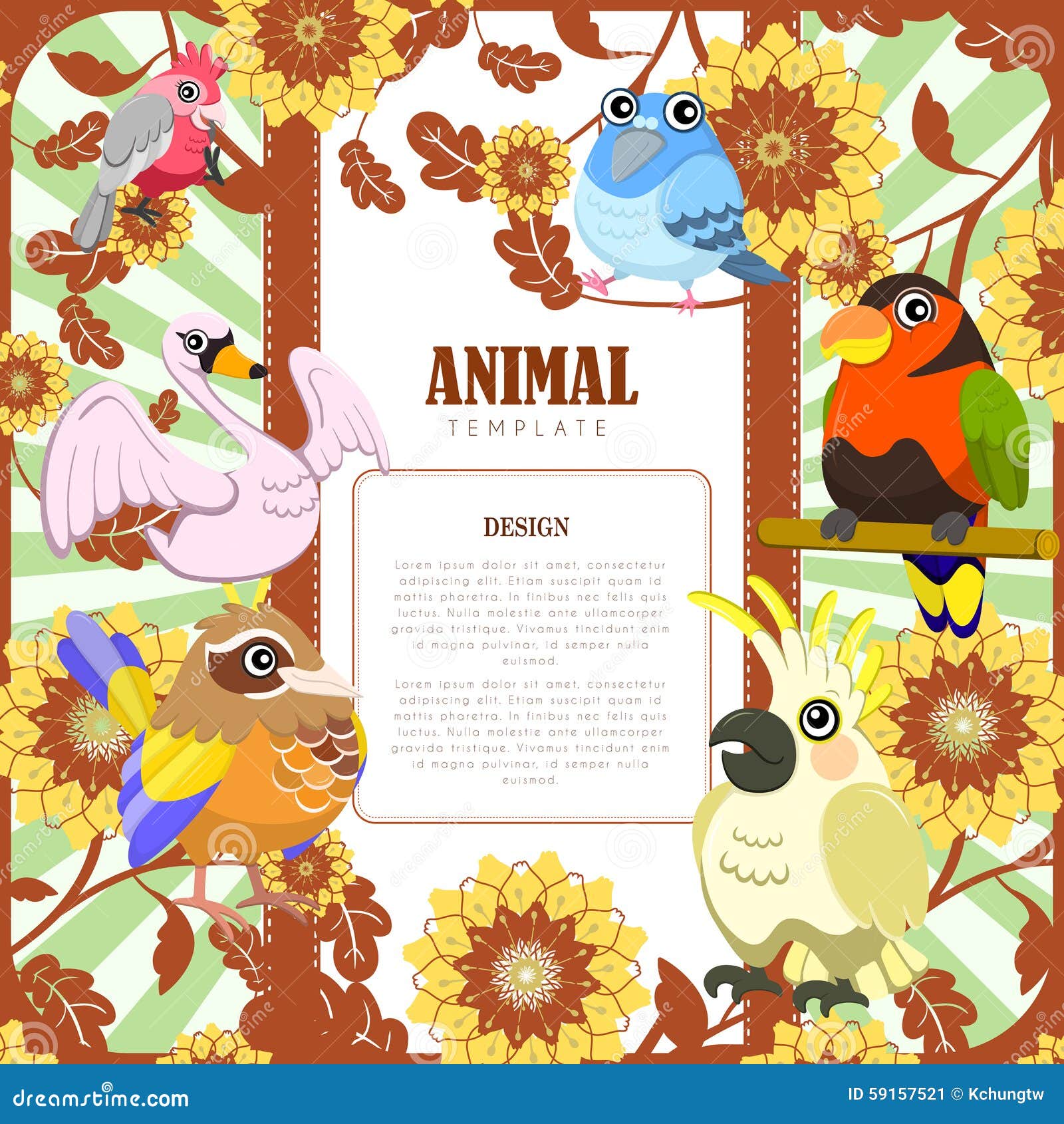 Gorgeous birds template stock vector. Illustration of adorable - 59157521