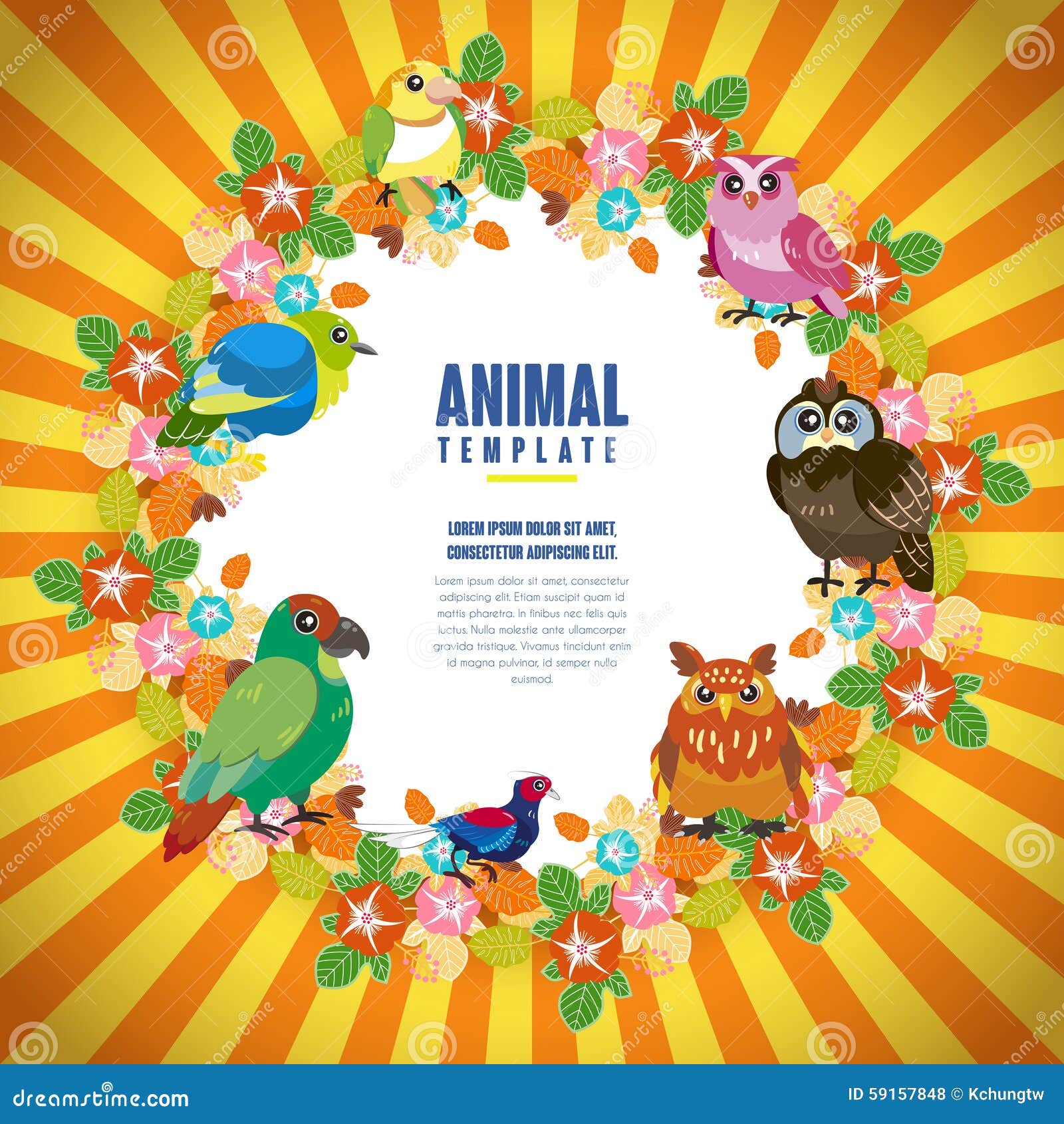 Gorgeous birds template stock vector. Illustration of flower - 59157848