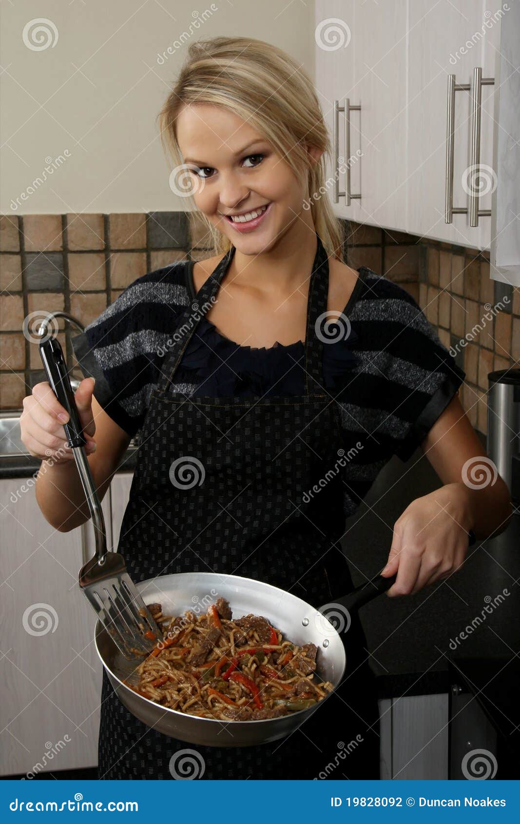 Gorgeous Blond Cooking Lady Stock Photo - Image of housewife, fresh ...