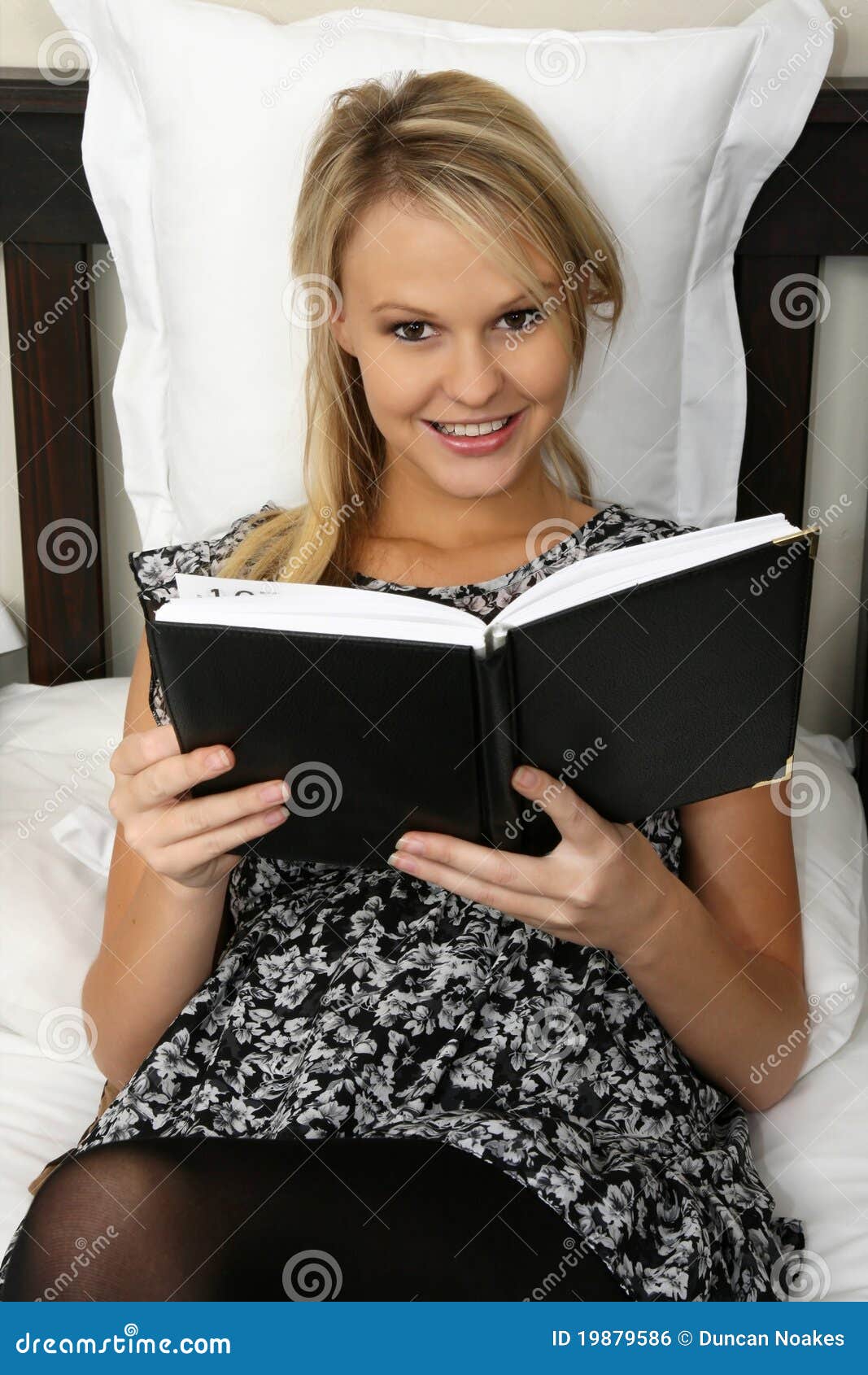 Gorgeous Blond Girl Reading Diary Stock Photo - Image of casual ...