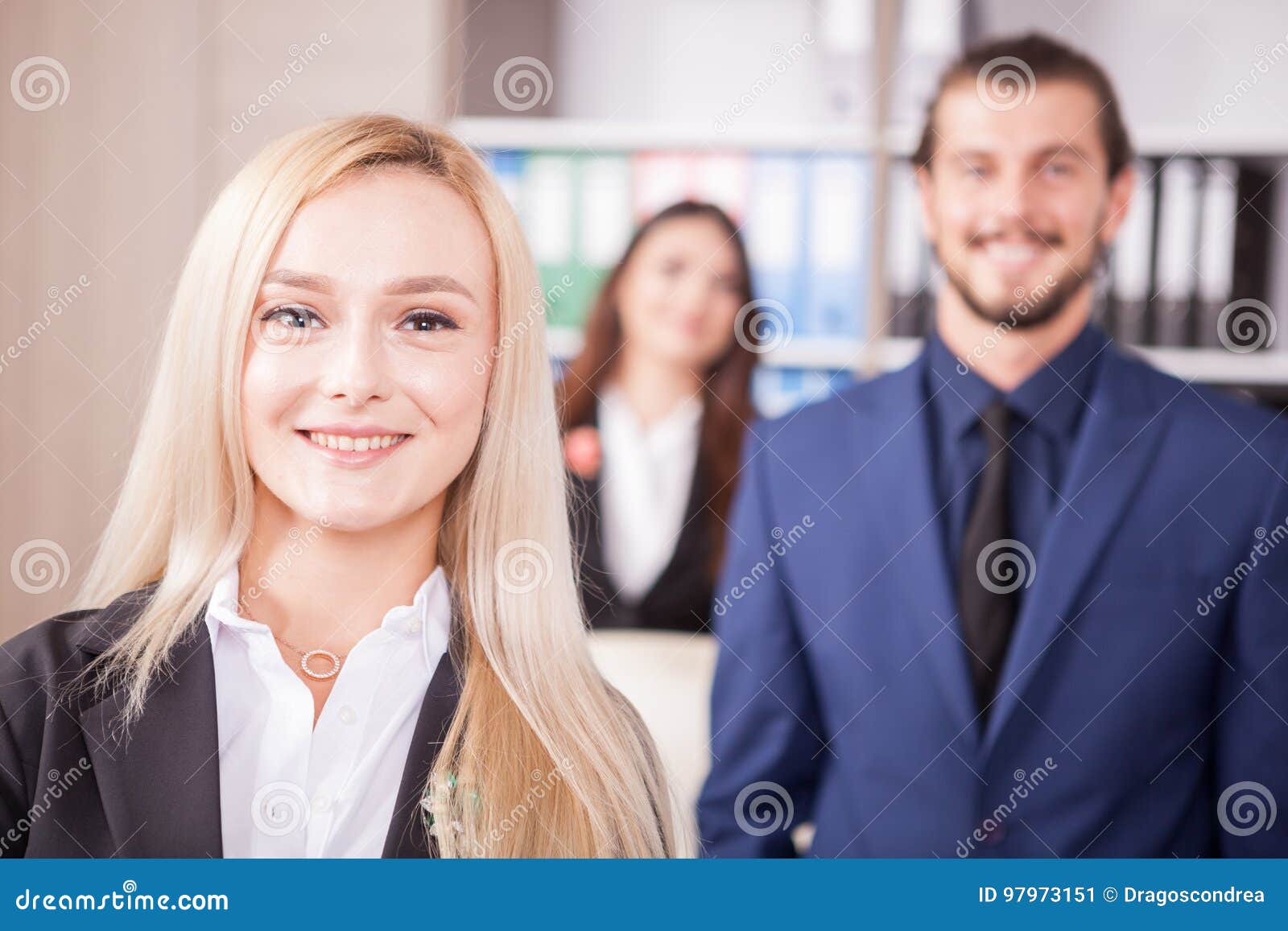 Gorgeous Blonde Manager in Front of Her Team Stock Image - Image of ...