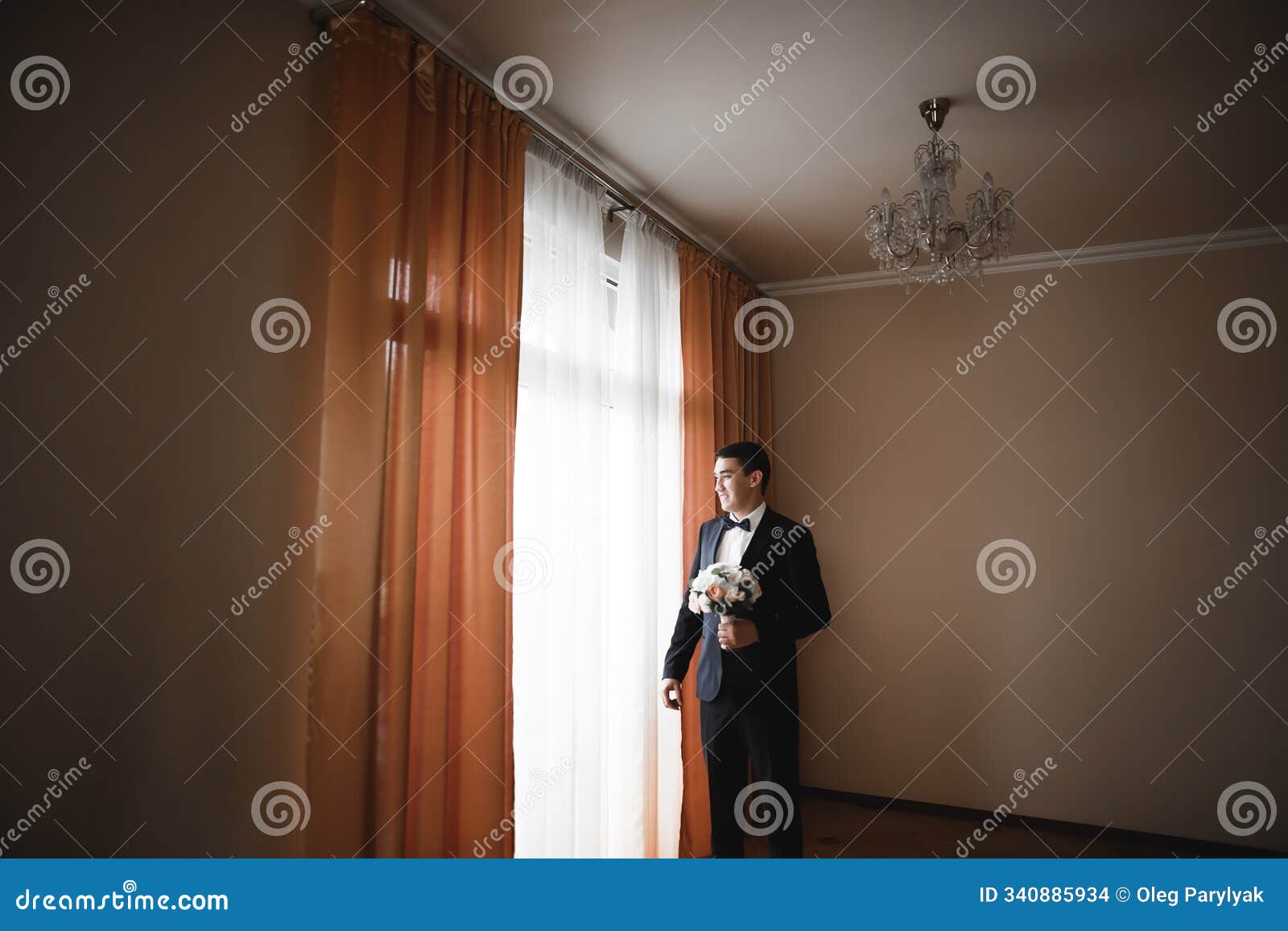 Gorgeous Bride in Robe Posing and Preparing for the Wedding Ceremony ...