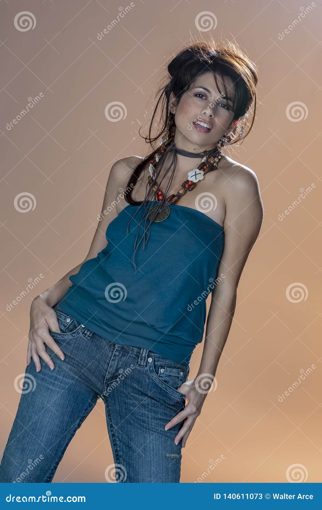 Gorgeous Brunette Ethnic Model Poses in a Studio Environment Stock ...