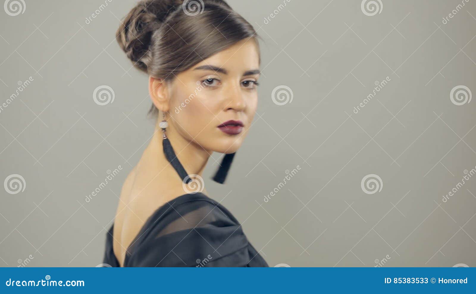 Gorgeous Brunette Woman Turning Head on Camera. Slow Motion Stock Video ...