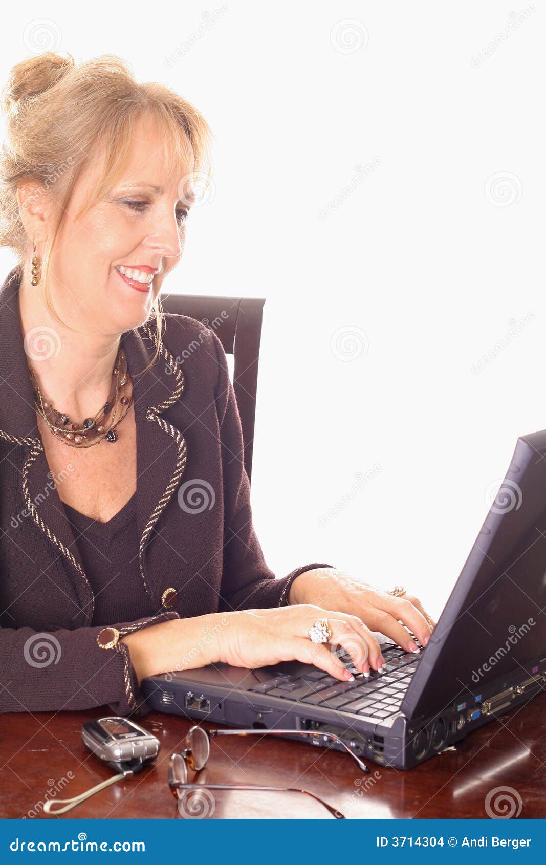 Gorgeous Business Woman Sending Emails Stock Photo - Image of ...