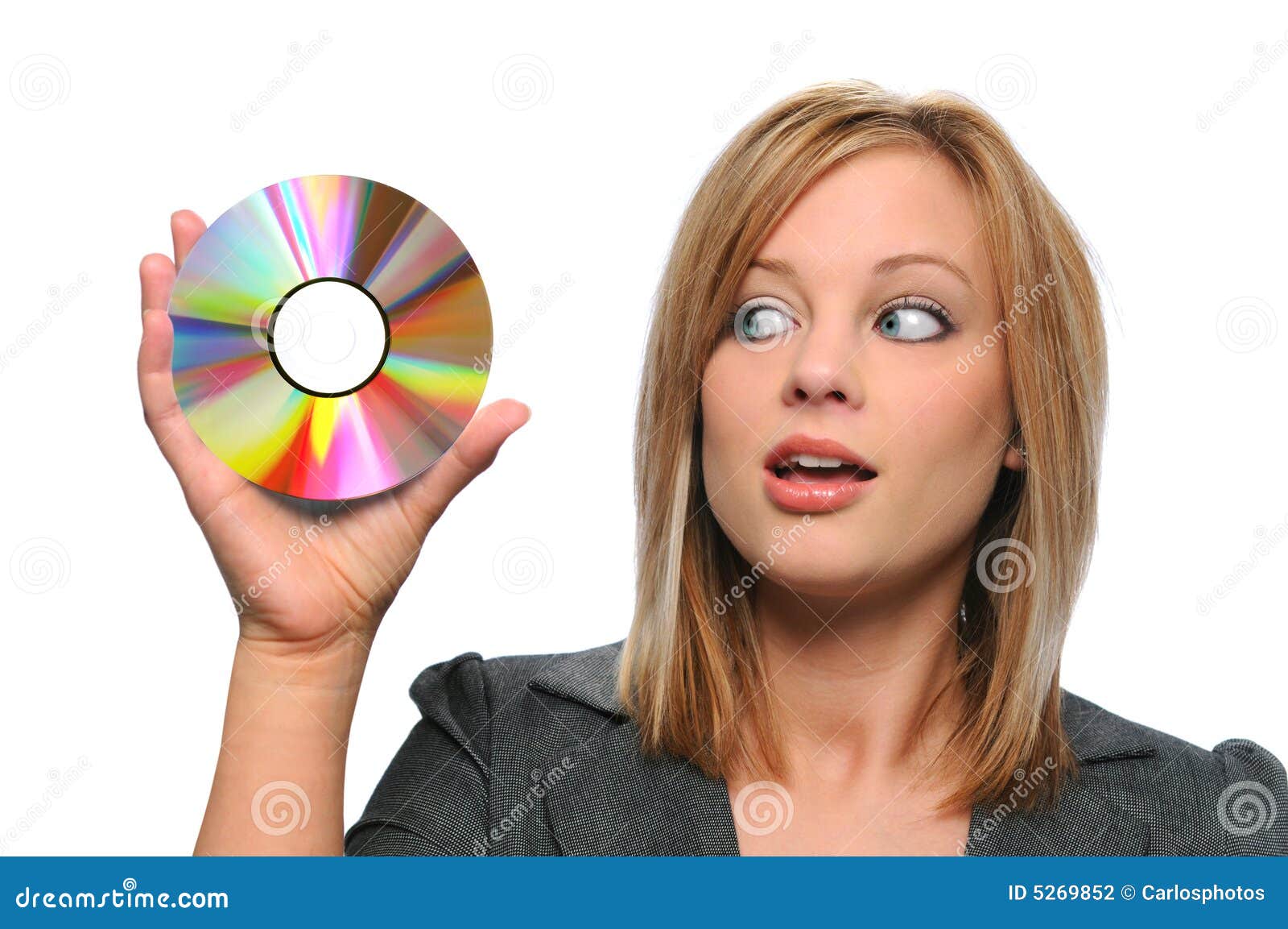 Gorgeous Businesswoman Holding CD Stock Photo - Image of pretty ...