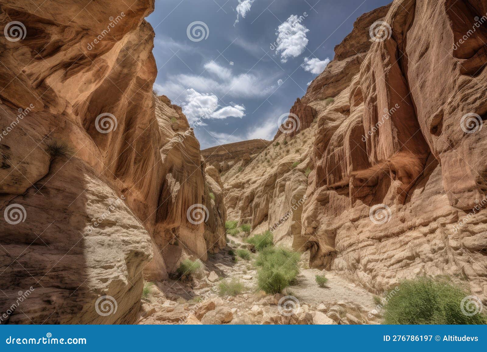 Gorgeous Canyon with Natural Rock Formations Towering Overhead Stock ...