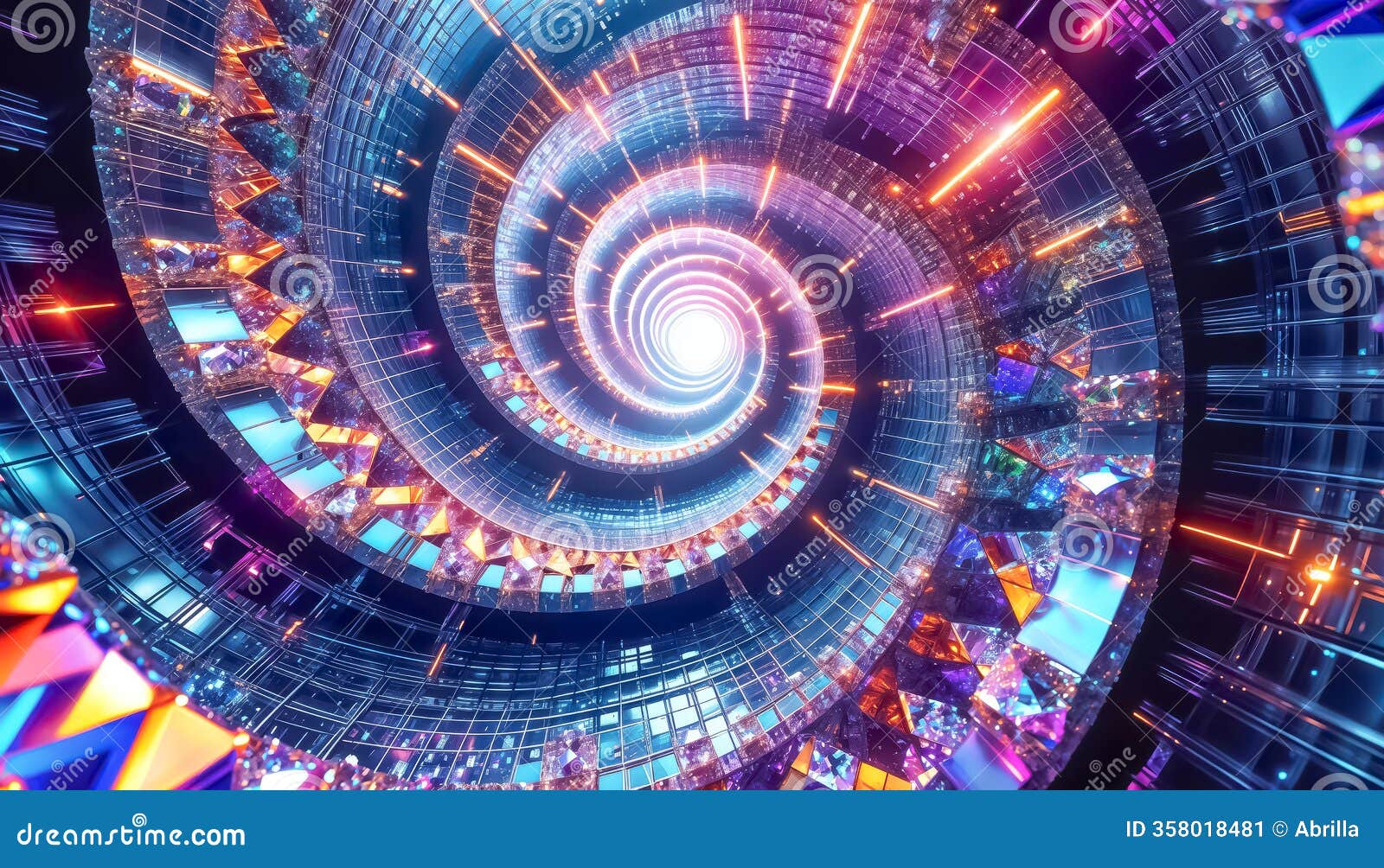 Gorgeous Complex Spiral of Diamonds and Gemstones Unwinding, Top View ...