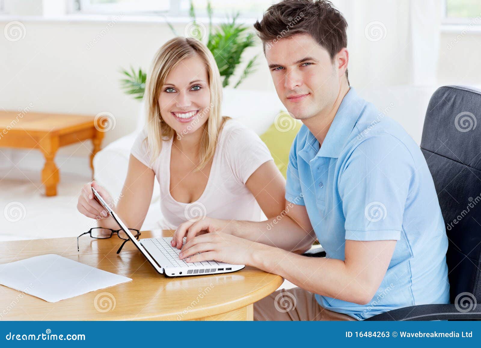 Gorgeous Couple Working Together on the Laptop Stock Image - Image of ...