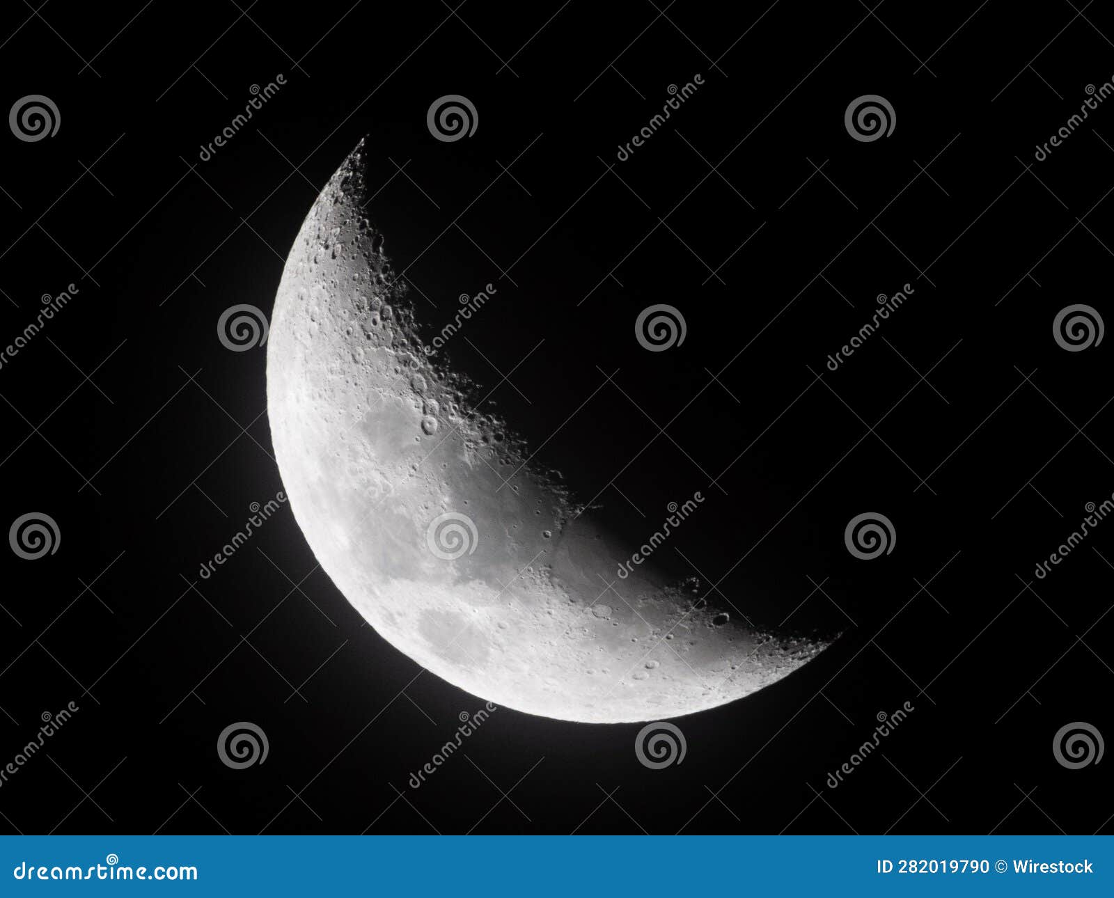 Gorgeous Crescent Moon Illuminated in Gray Against a Dark Night Sky ...