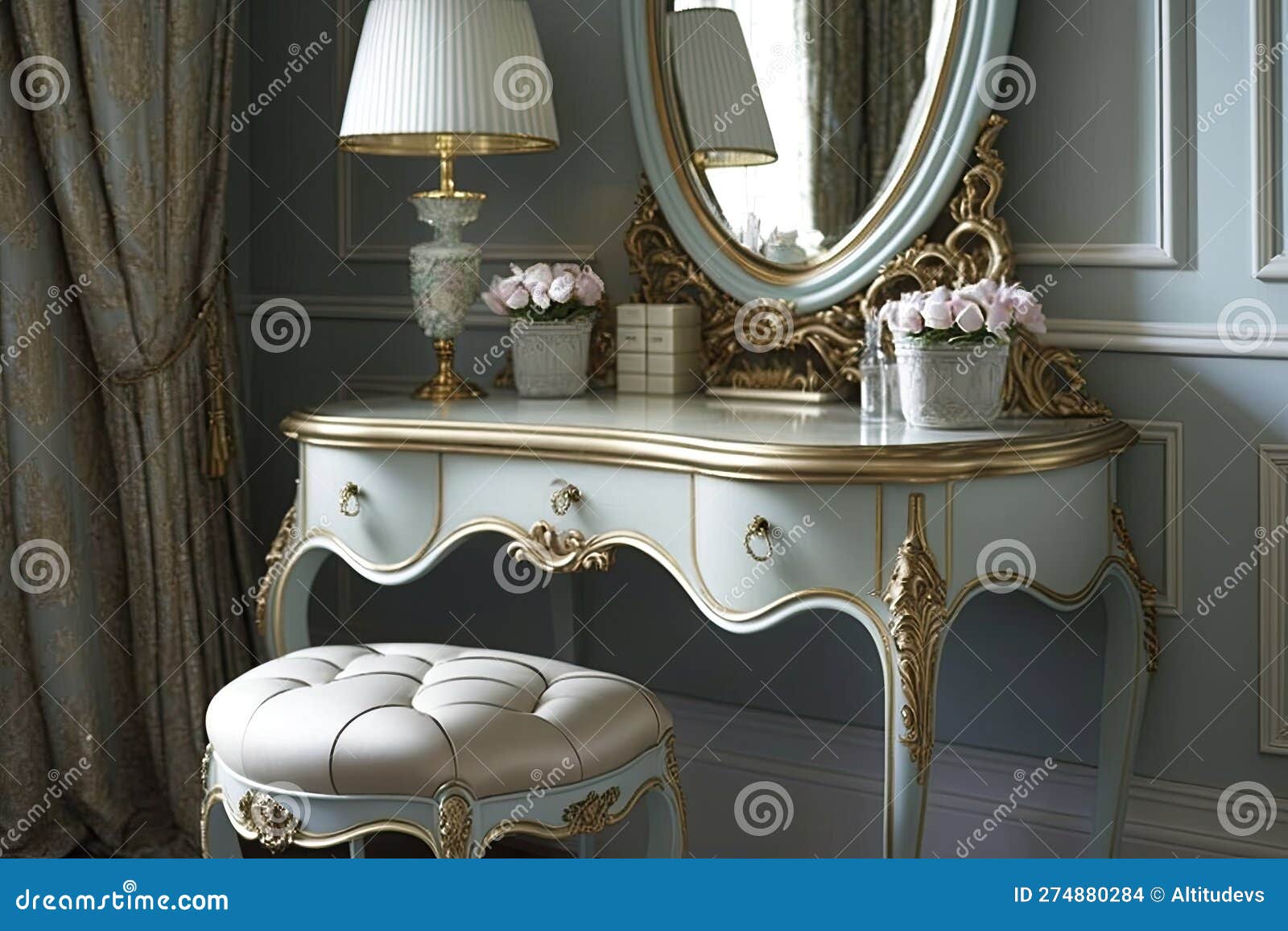 A Gorgeous Dressing Table, with a Cheval Mirror and Matching Vanity ...