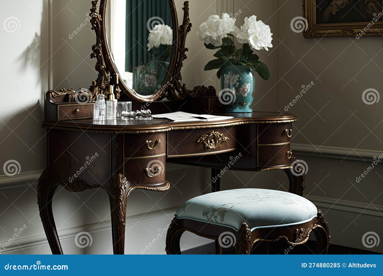 A Gorgeous Dressing Table, with a Cheval Mirror and Matching Vanity ...