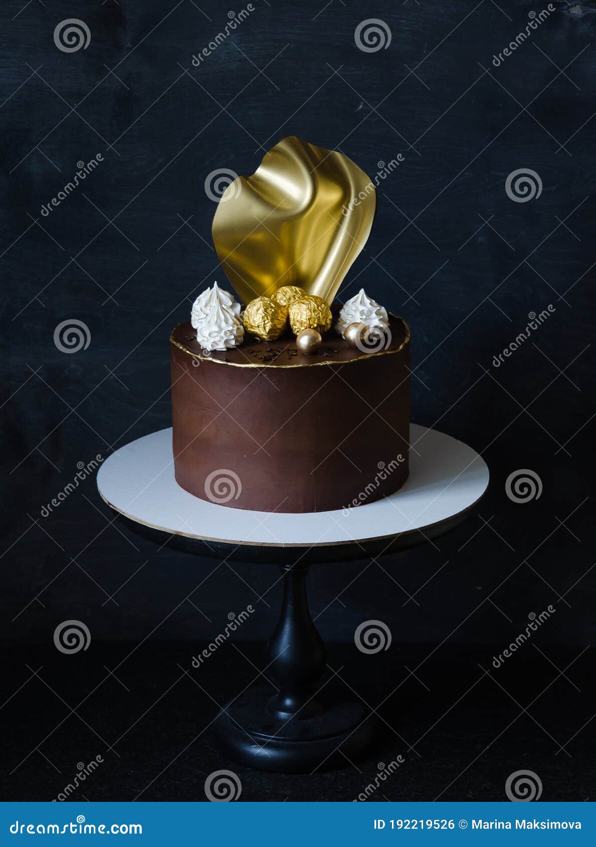 Gorgeous Extra Chocolate Cake with Gilded Glaze and Twist Stock Photo ...