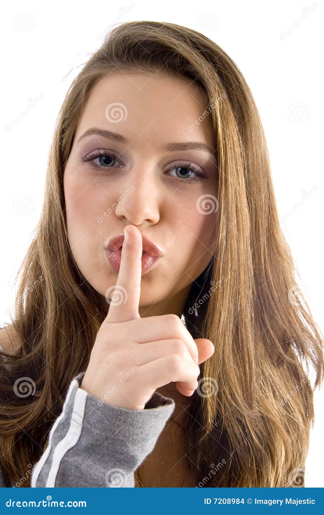 Gorgeous Female Showing Keep Shushing Sign Stock Photo - Image of ...