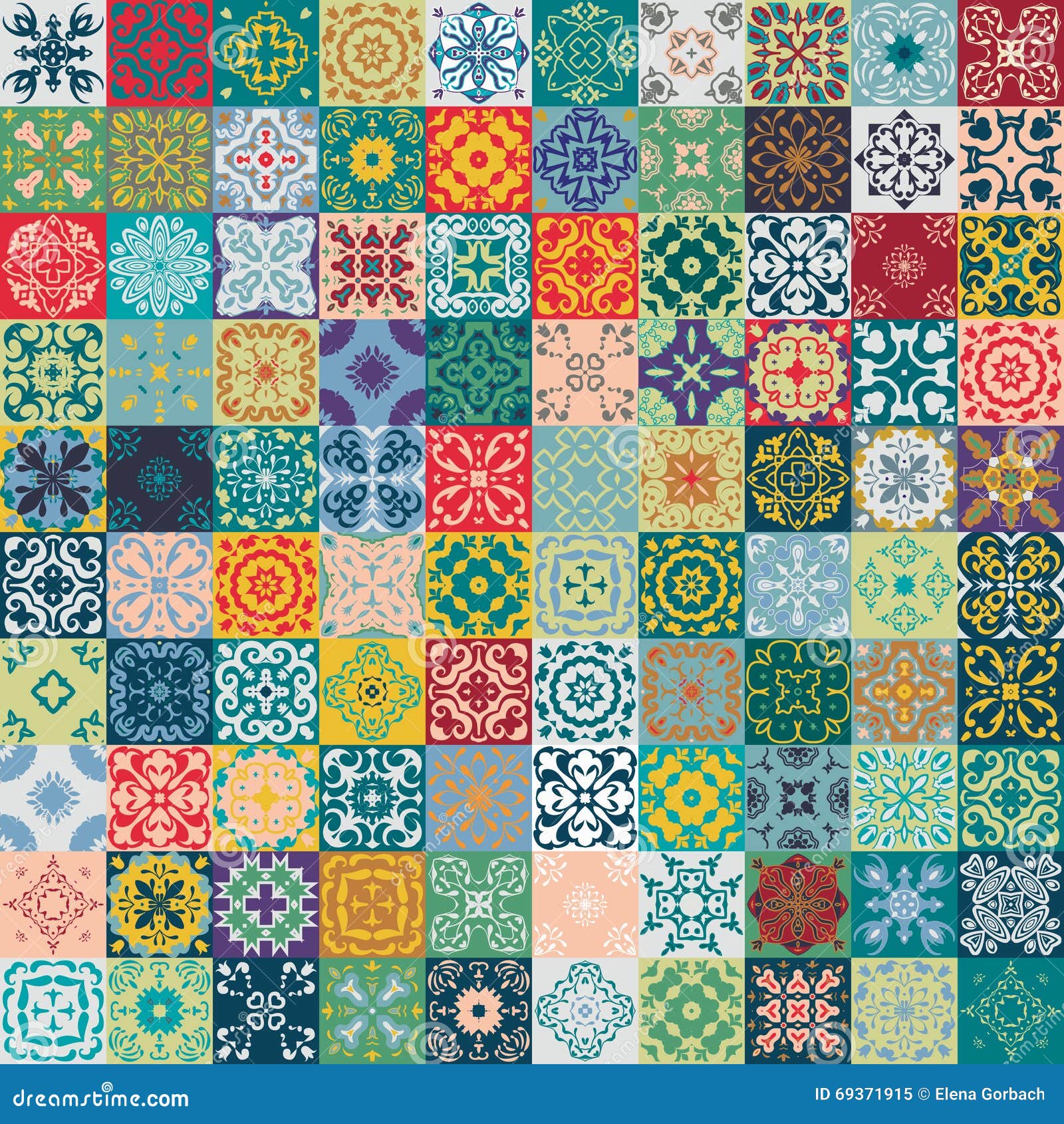 Gorgeous Floral Patchwork Design Moroccan Or Mediterranean Square