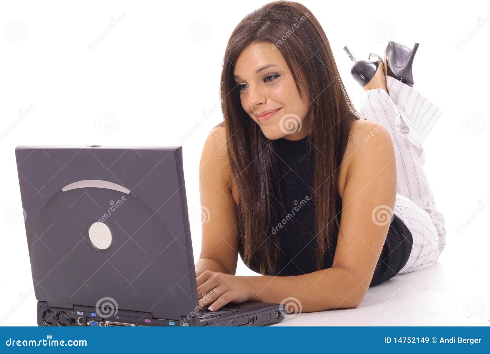 Gorgeous Girl Checking Emails on Laptop Stock Image - Image of spanish ...