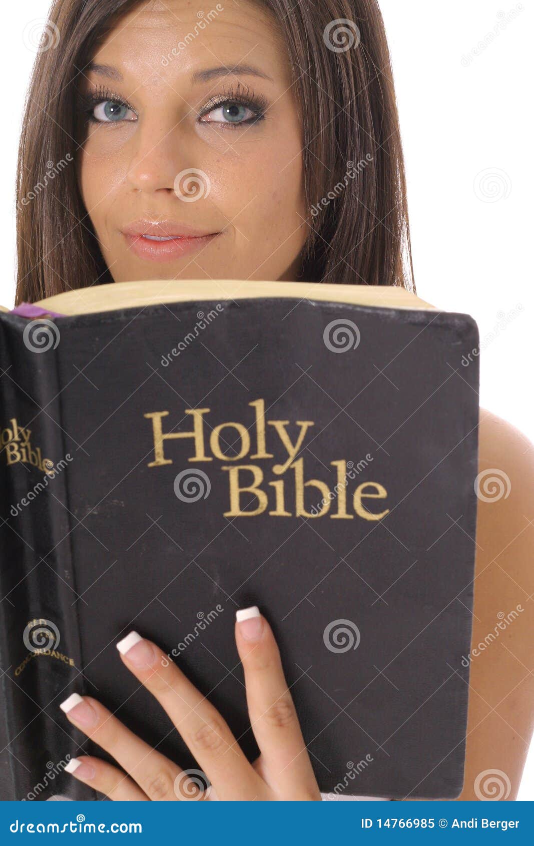 Gorgeous Girl Reading the Bible Stock Image - Image of belief, happy ...