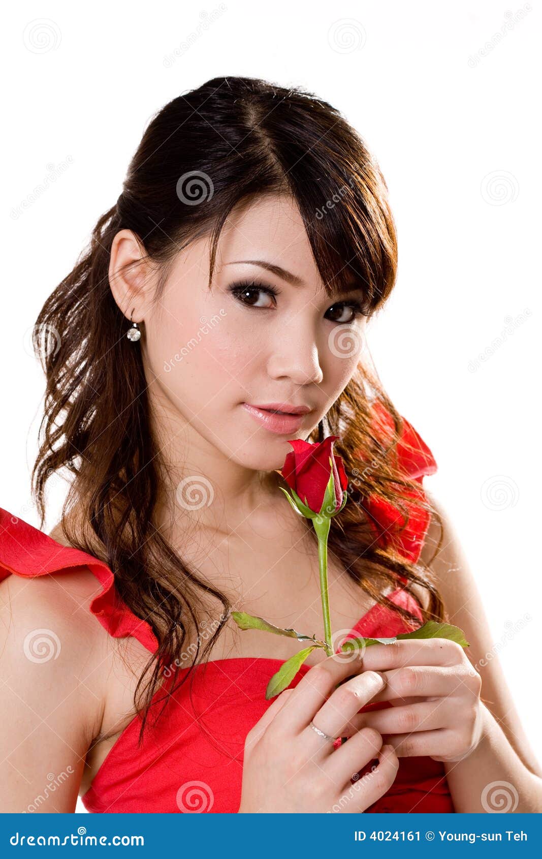 Gorgeous Girl with a Red Rose Stock Image - Image of human, alluring ...