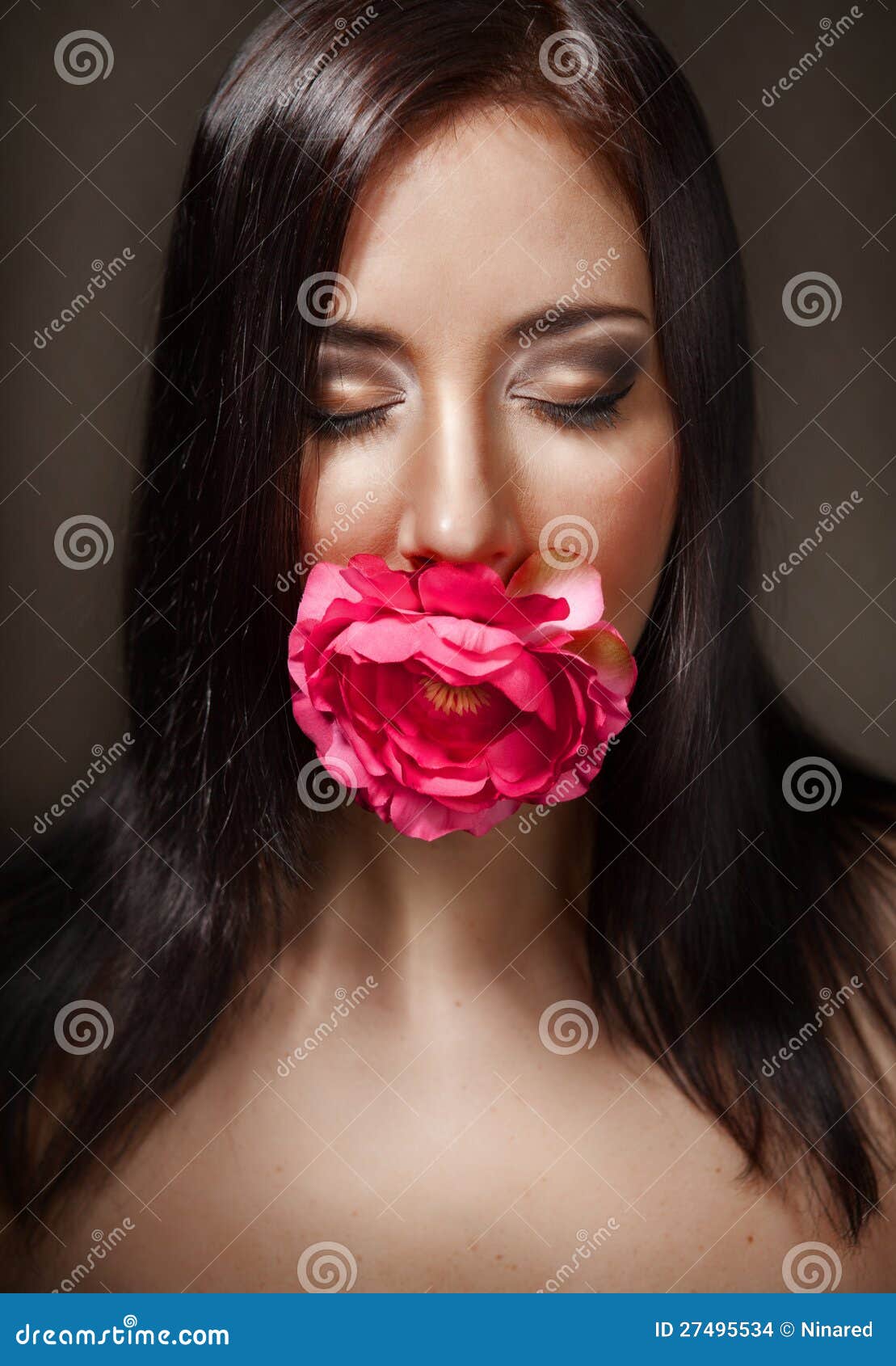 Gorgeous girl with rose. stock photo. Image of expression - 27495534