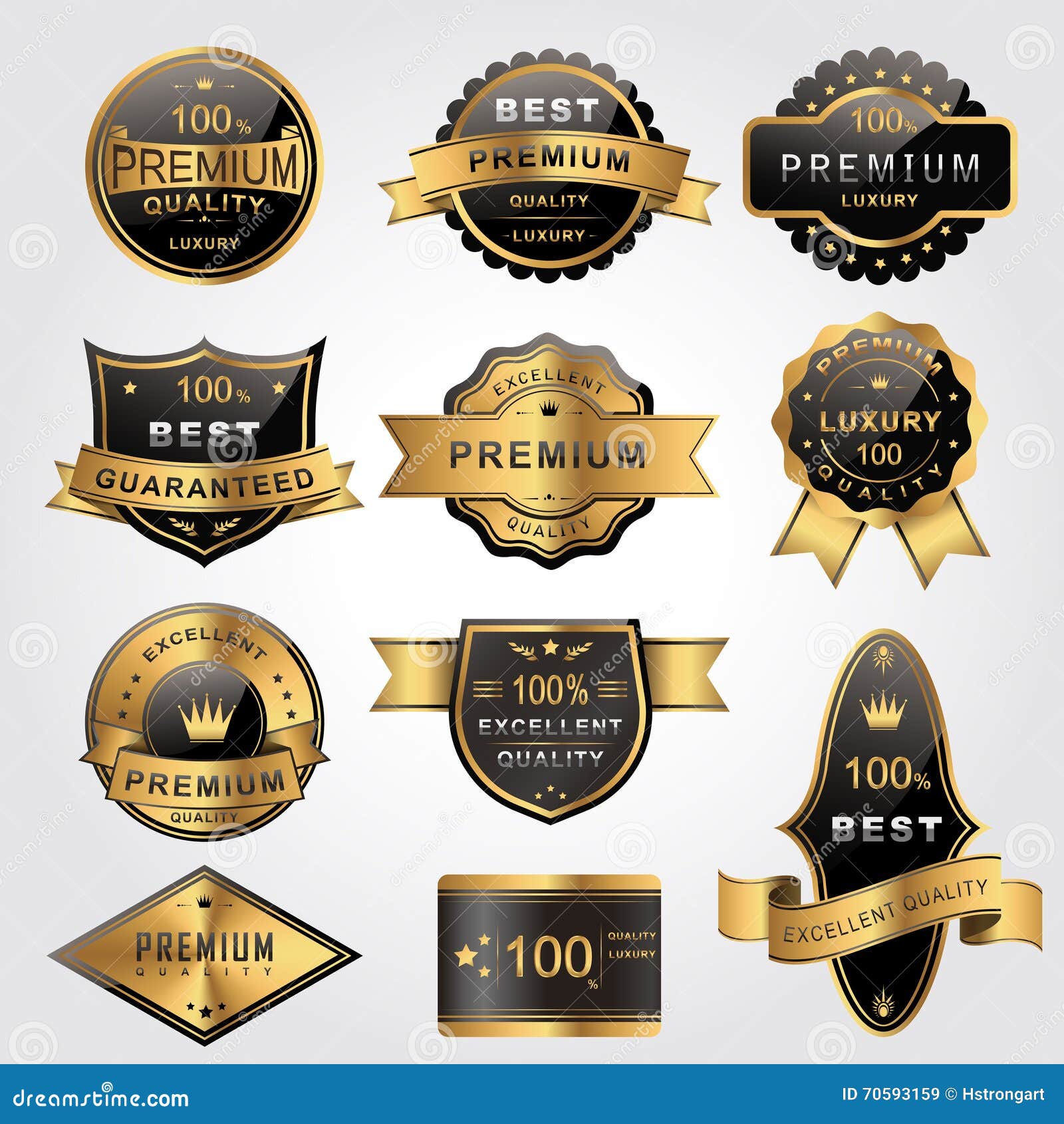 Gorgeous golden labels stock illustration. Illustration of consumer ...