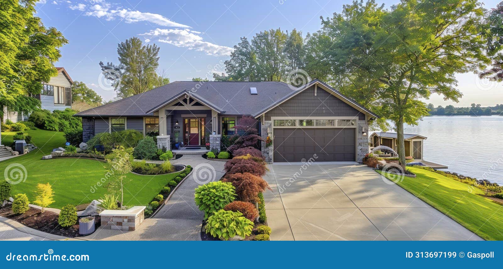 A Gorgeous Home with a Garage, Overlooking the Lake with a Vast Front ...