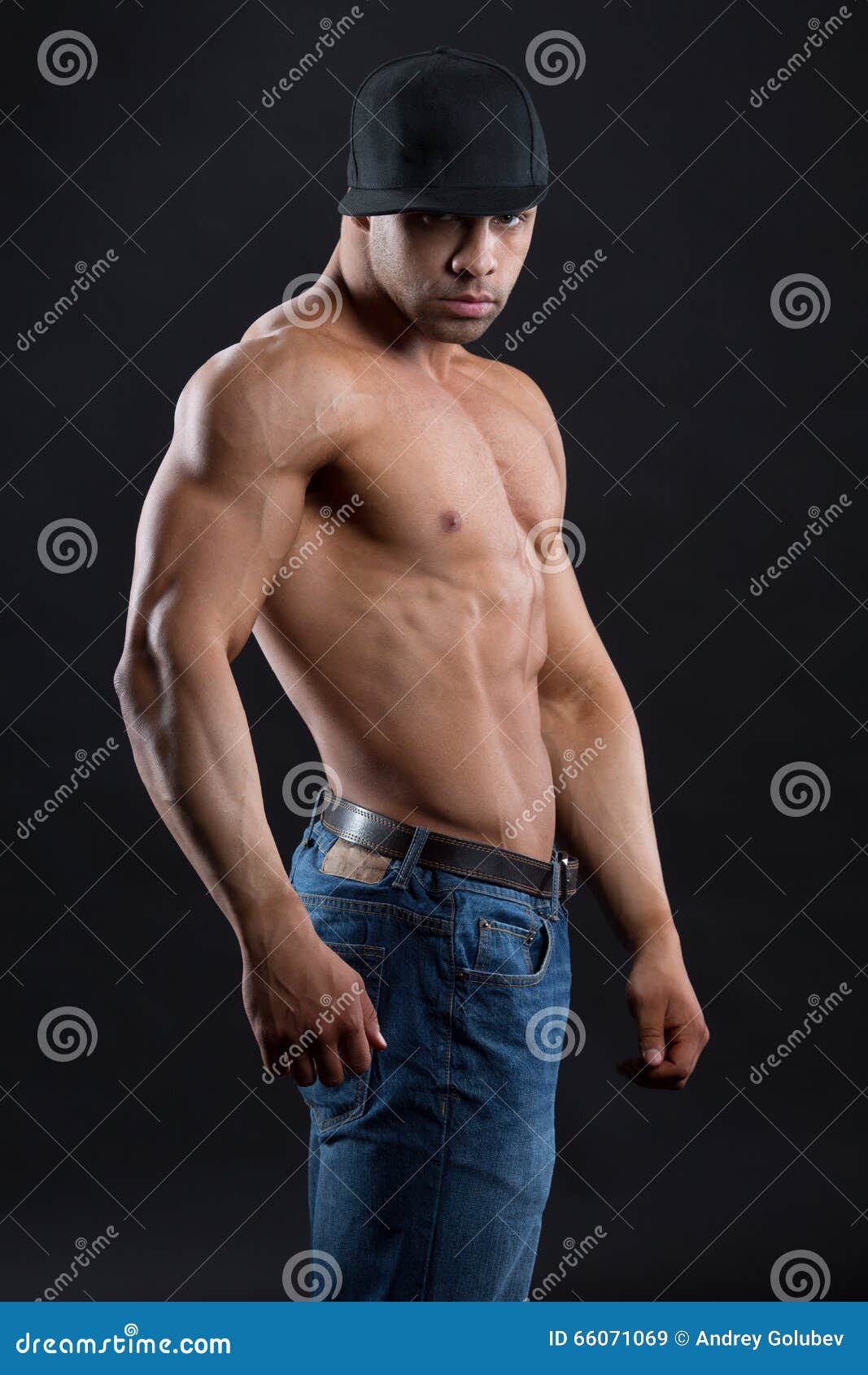 Gorgeous Independent Man Shows His Powerful Strong Body Stock Image ...