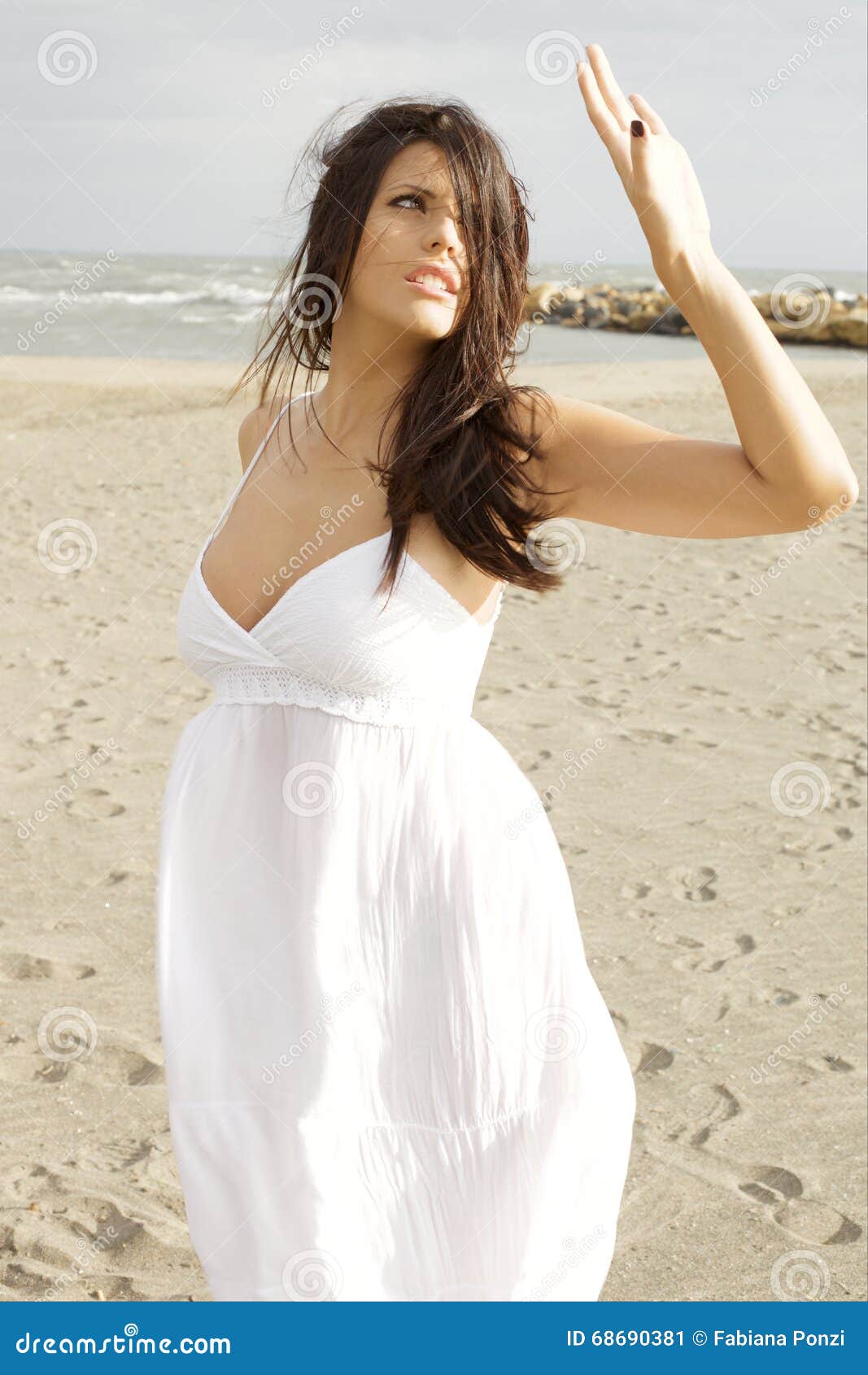Gorgeous Lady in the Wind Looking Sun Sad Stock Image - Image of pose ...