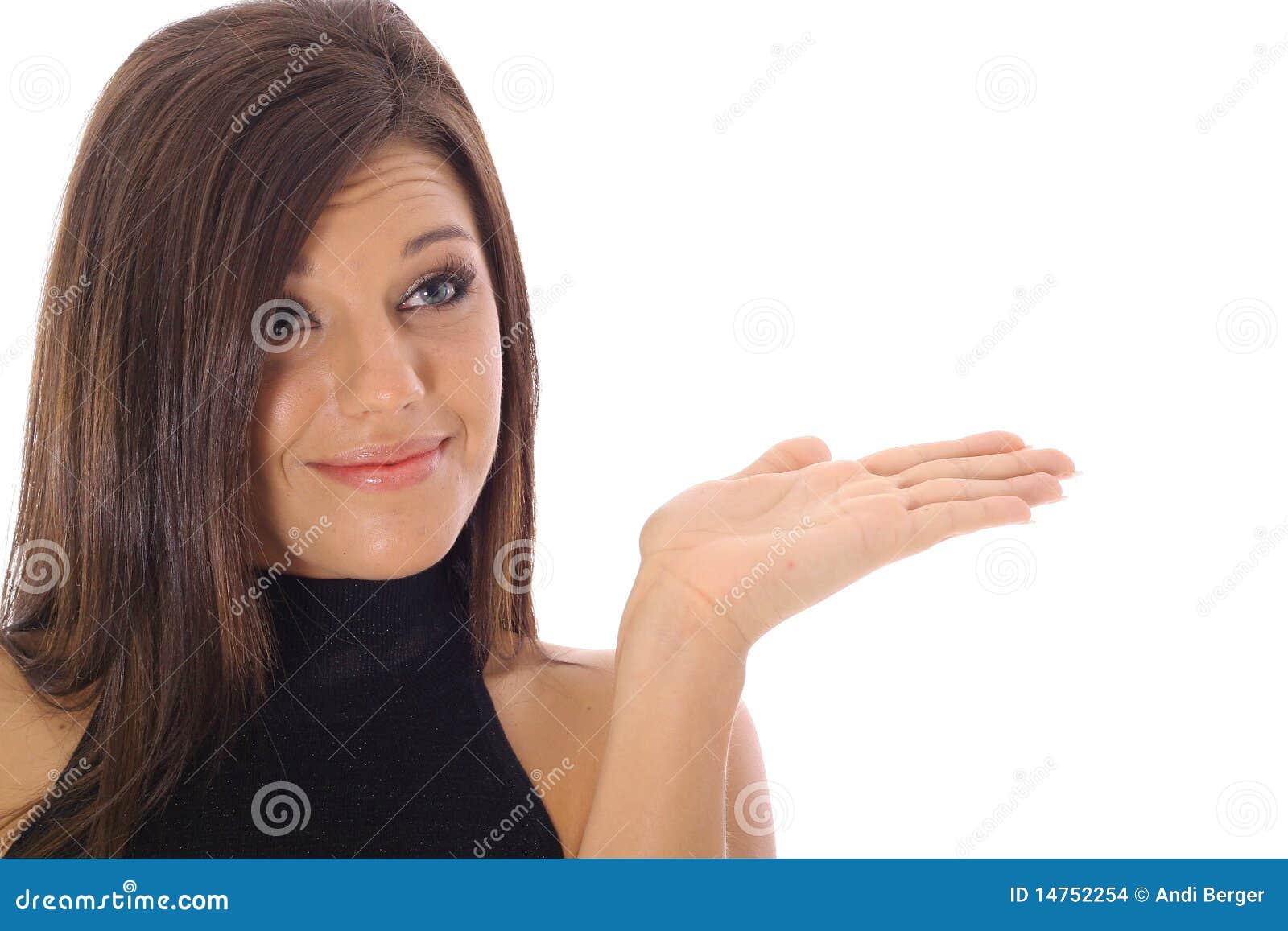 Gorgeous Latino Model Holding Your Product Stock Photo - Image of hand ...